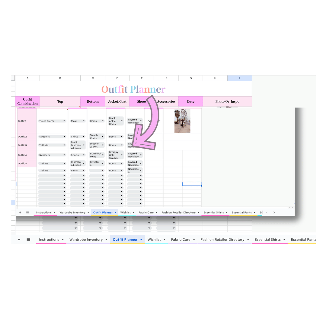 Wardrobe Inventory Spreadsheet Tracker — Autum Love
