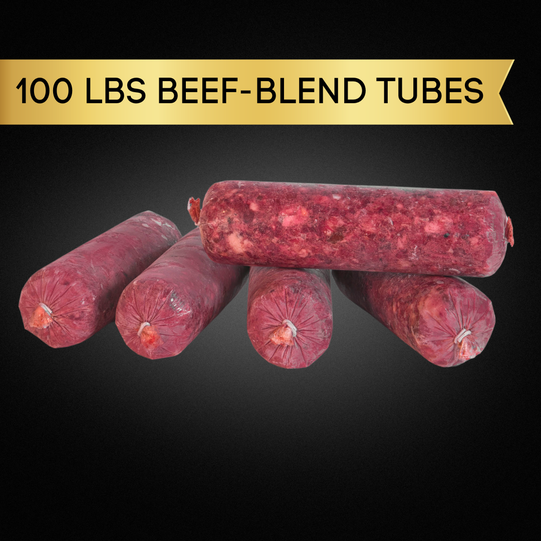 100 LB BEEF-BLEND TUBES — Jake and Blues Raw Dog Food