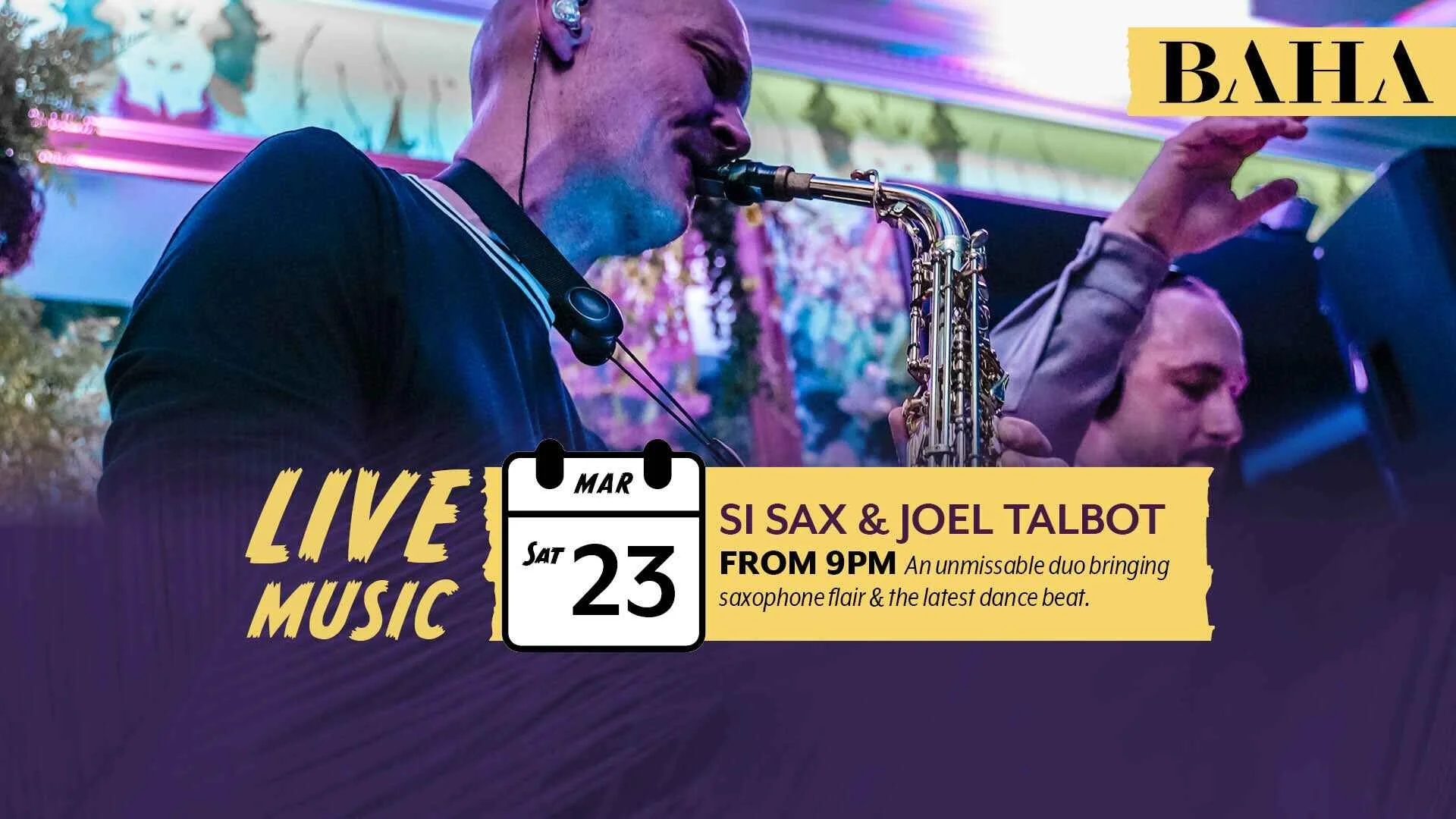 Si Sax Joel Talbot | 23rd March | Live Music — BAHA Bowness