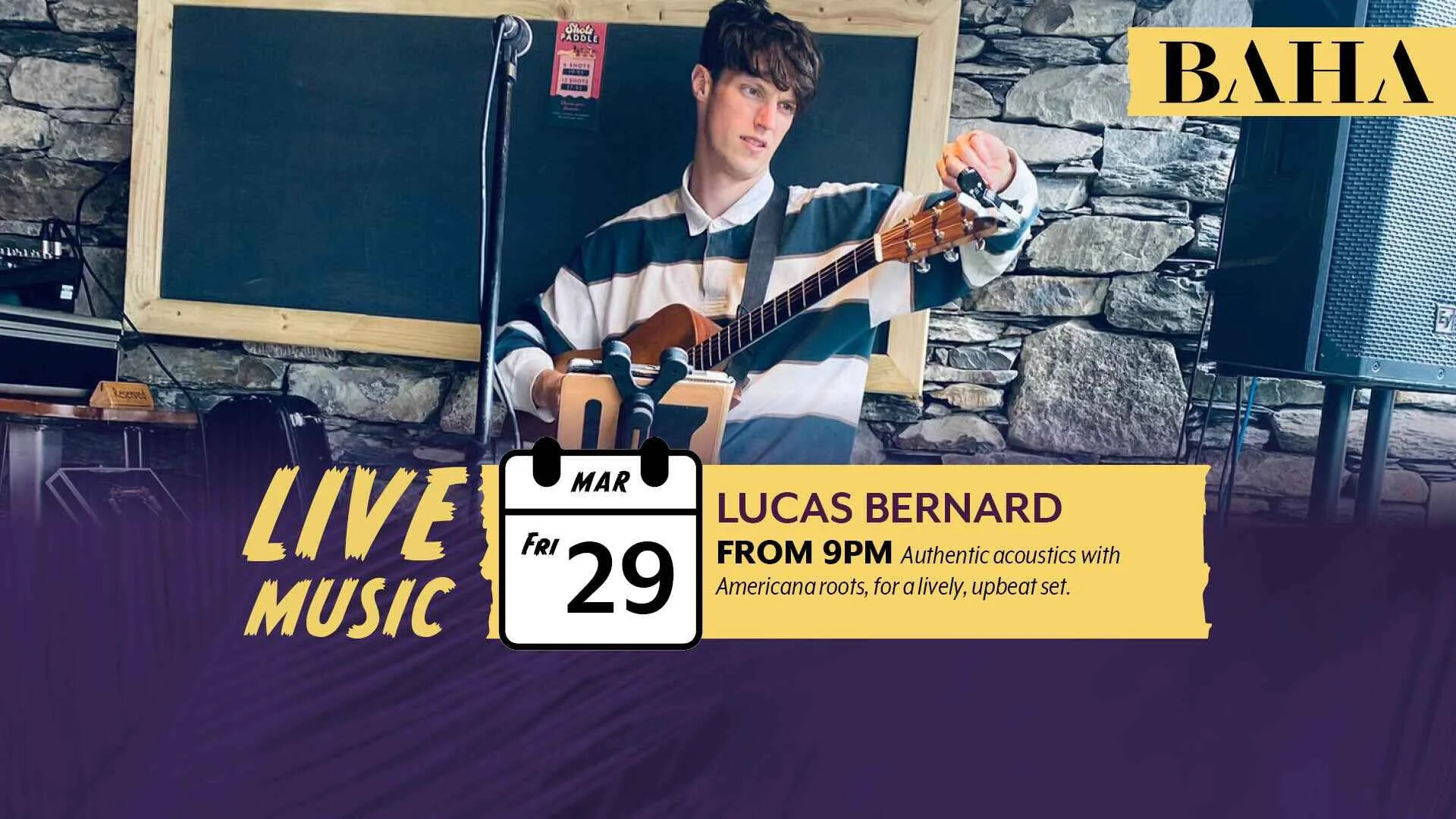 Lucas Bernard | 29th March | Live Music — BAHA Bowness