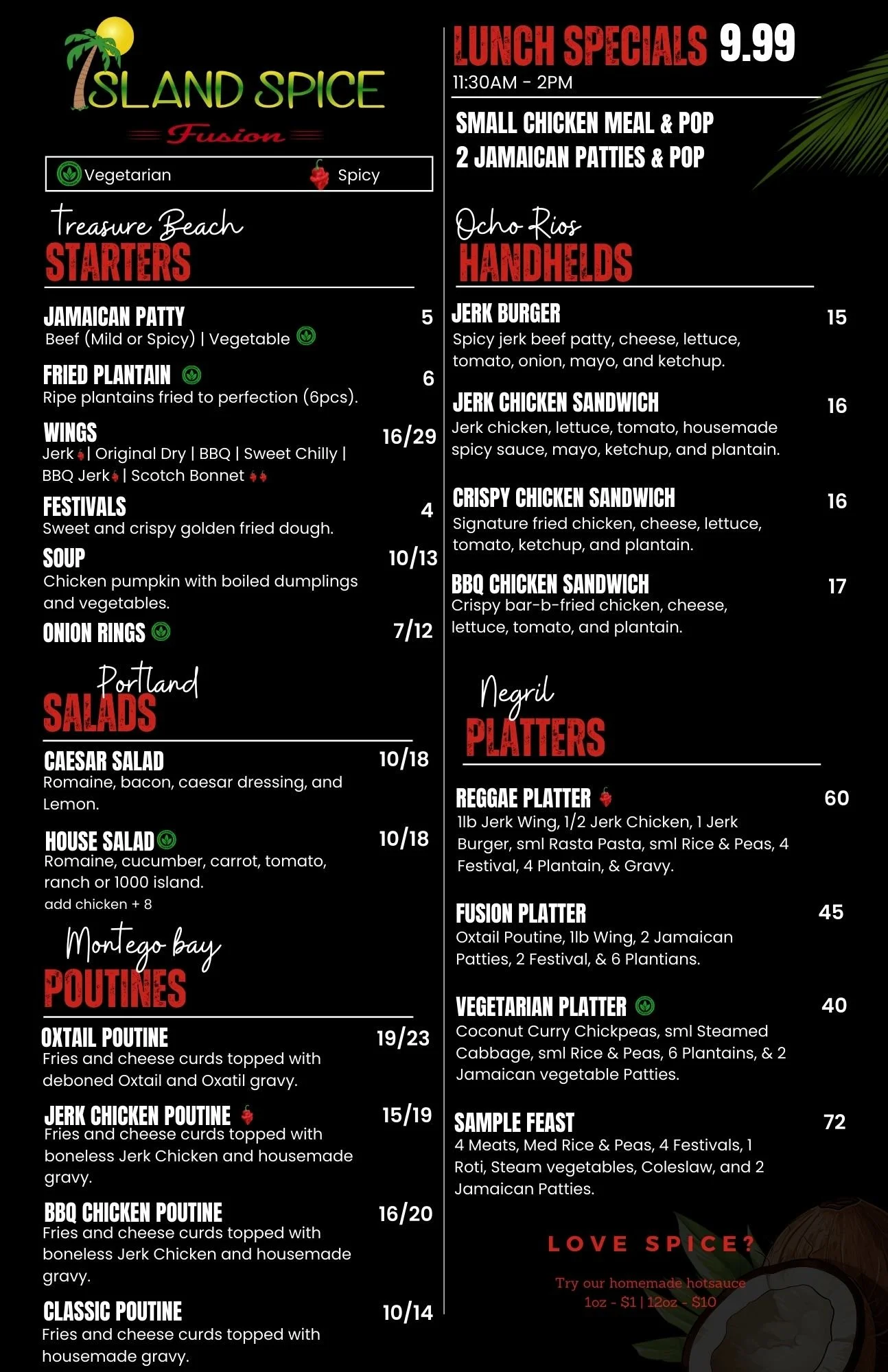 Fusion Menu — Island Spice Jerk House