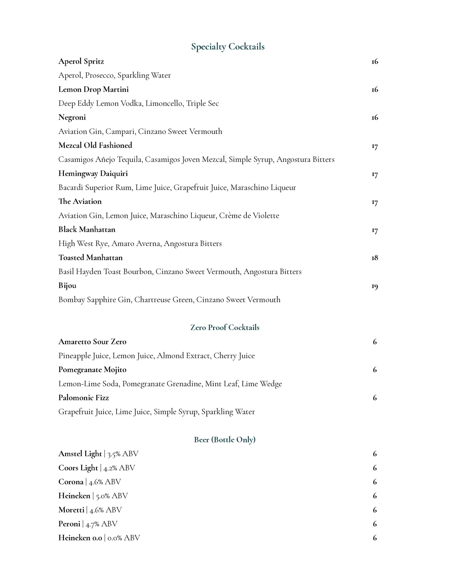 Menu — Manducatis Restaurant