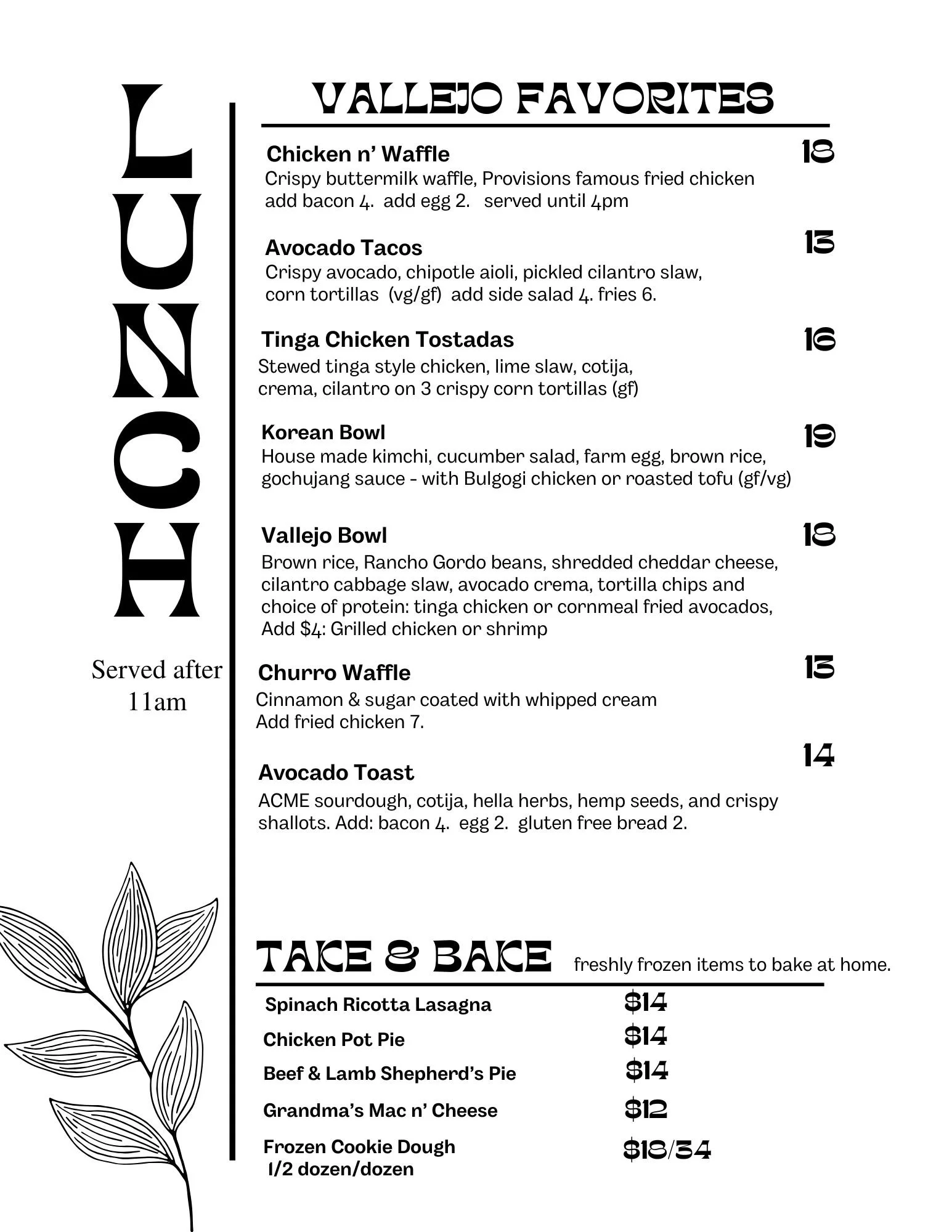 MENU | Order Now for Fresh Flavors — PROVISIONS