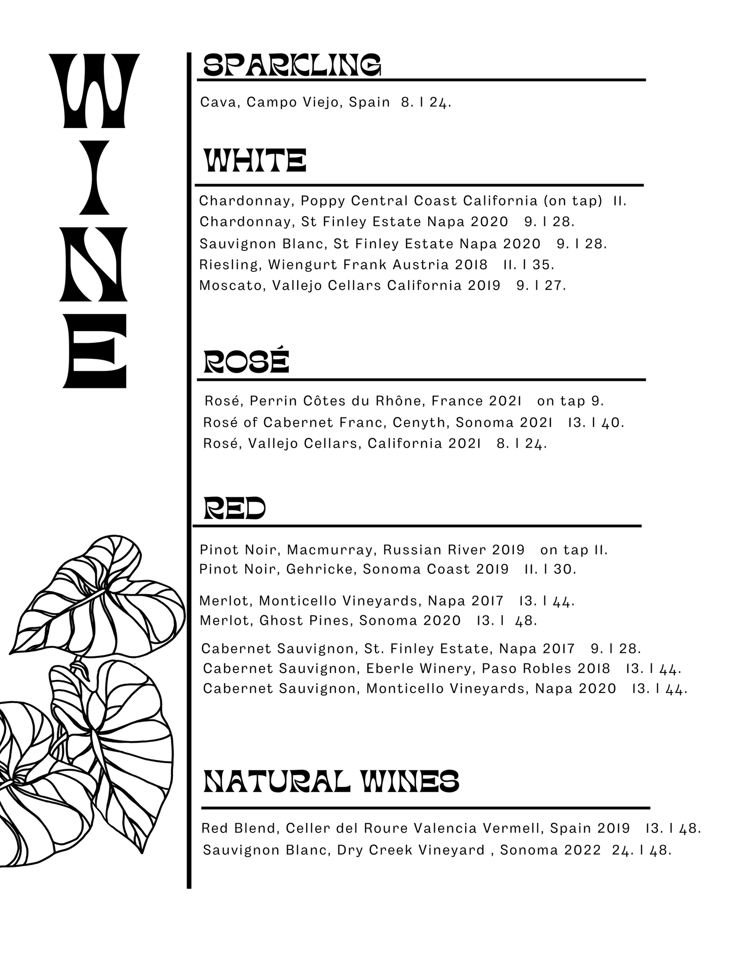 MENU — PROVISIONS