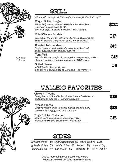 MENU | Order Now for Fresh Flavors — PROVISIONS