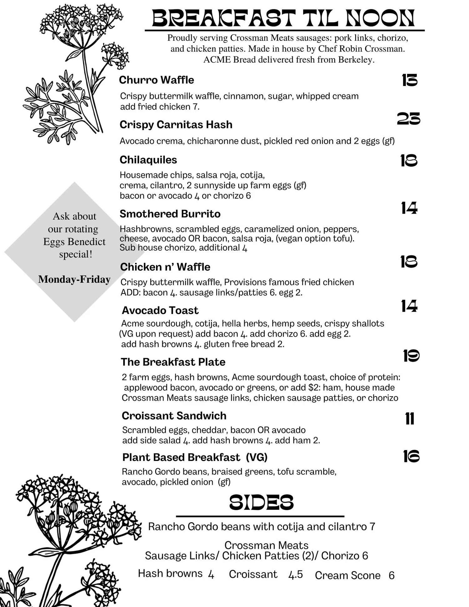 MENU | Order Now for Fresh Flavors — PROVISIONS