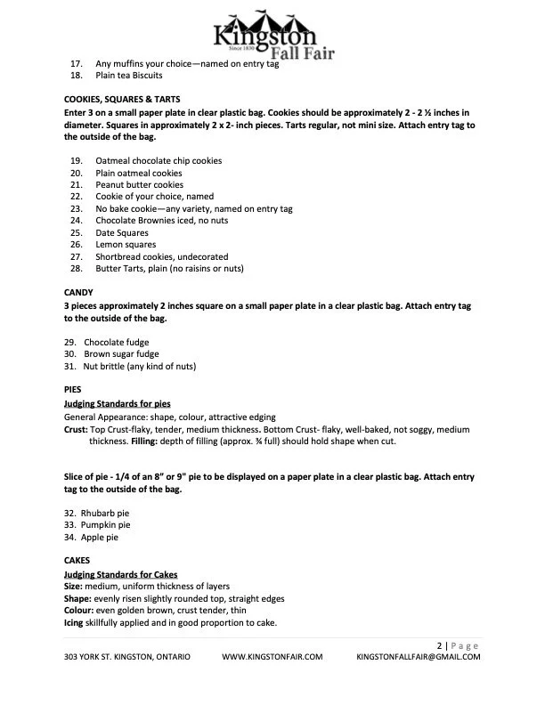 Culinary Arts — Kingston Fall Fair