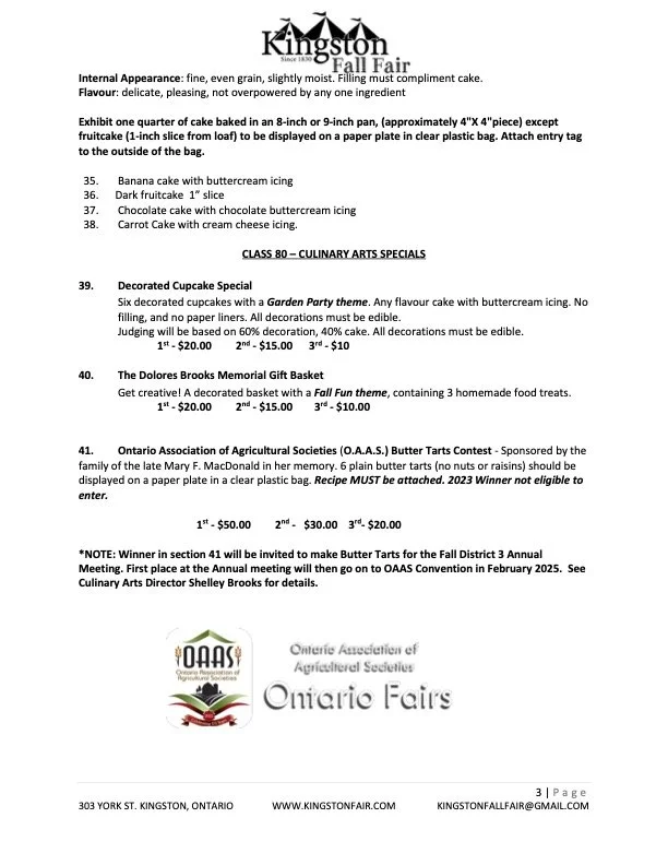 Culinary Arts — Kingston Fall Fair