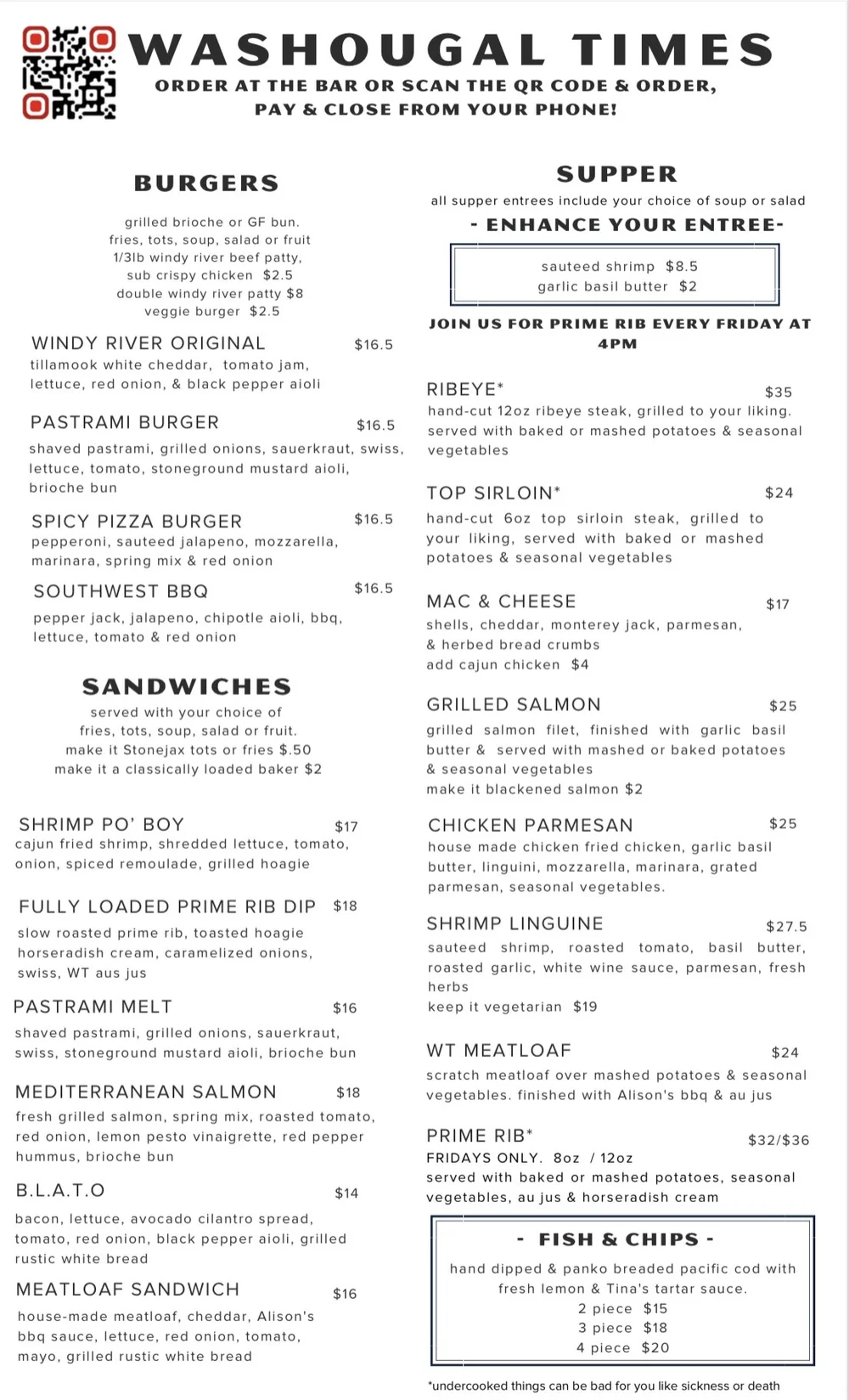 Food — Washougal Times Restaurant and Lounge