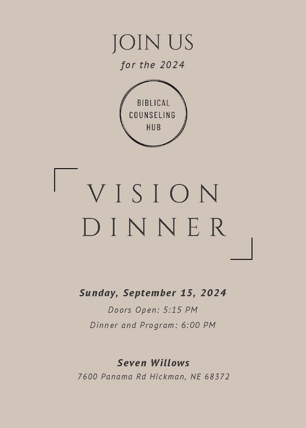 Vision Dinner — Biblical Counseling Hub