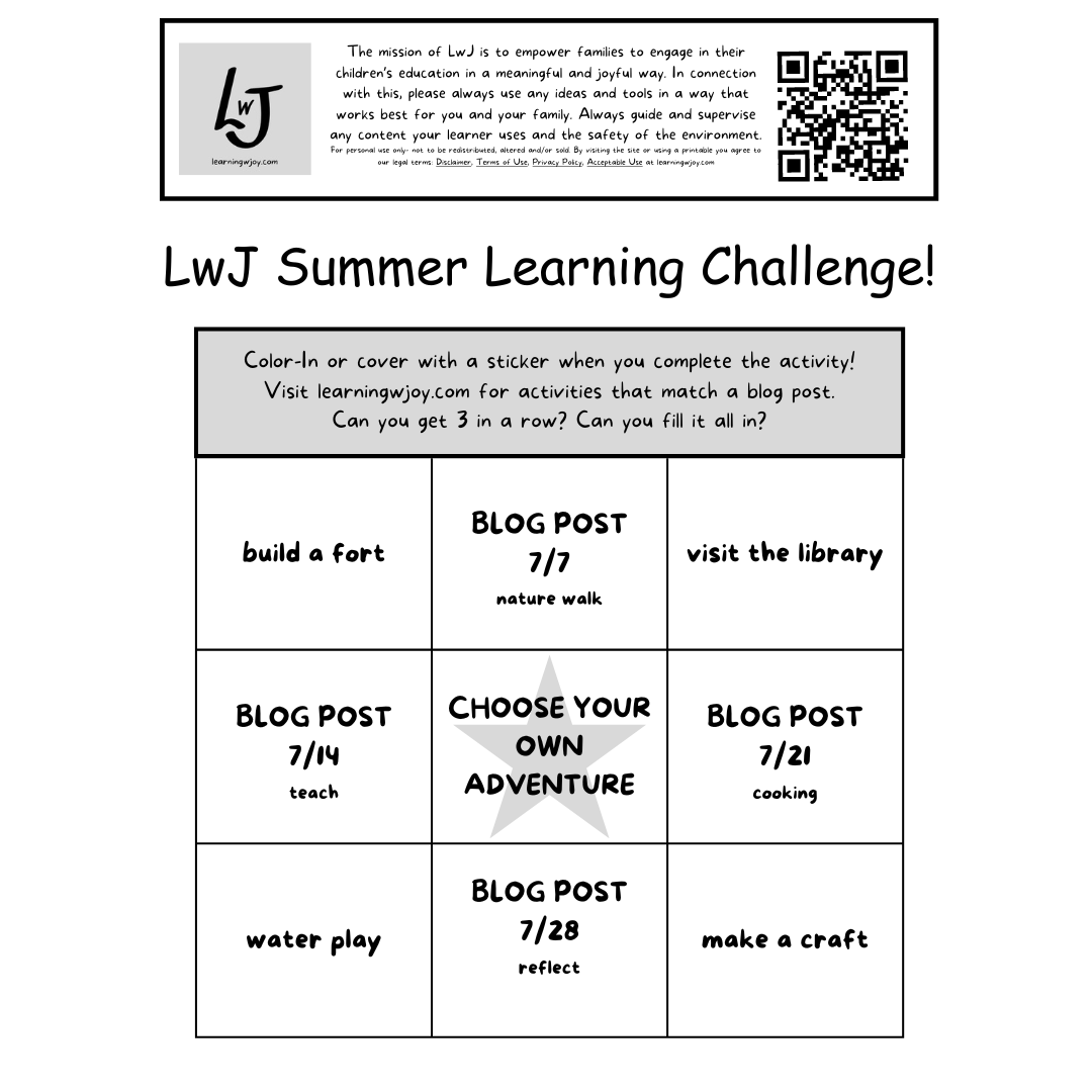 LwJ SUMMER LEARNING CHALLENGE — Learning with Joy