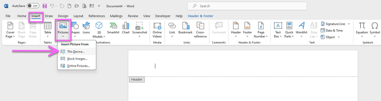How to Insert and Crop Images in the Header & Footer of Microsoft Word ...