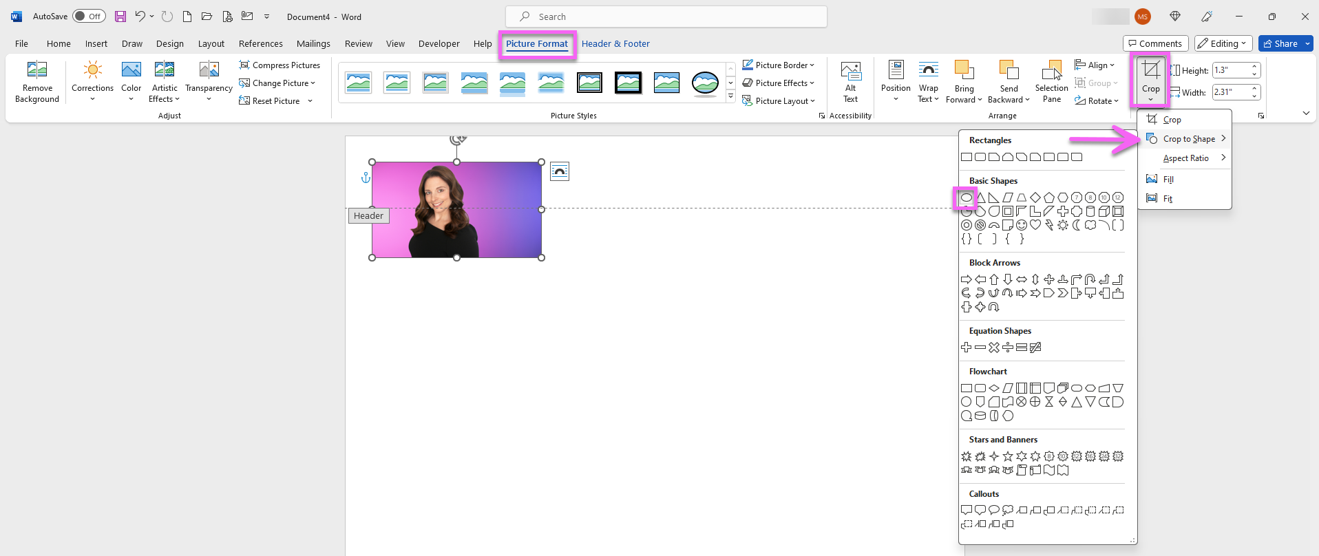 How to Insert and Crop Images in the Header & Footer of Microsoft Word ...