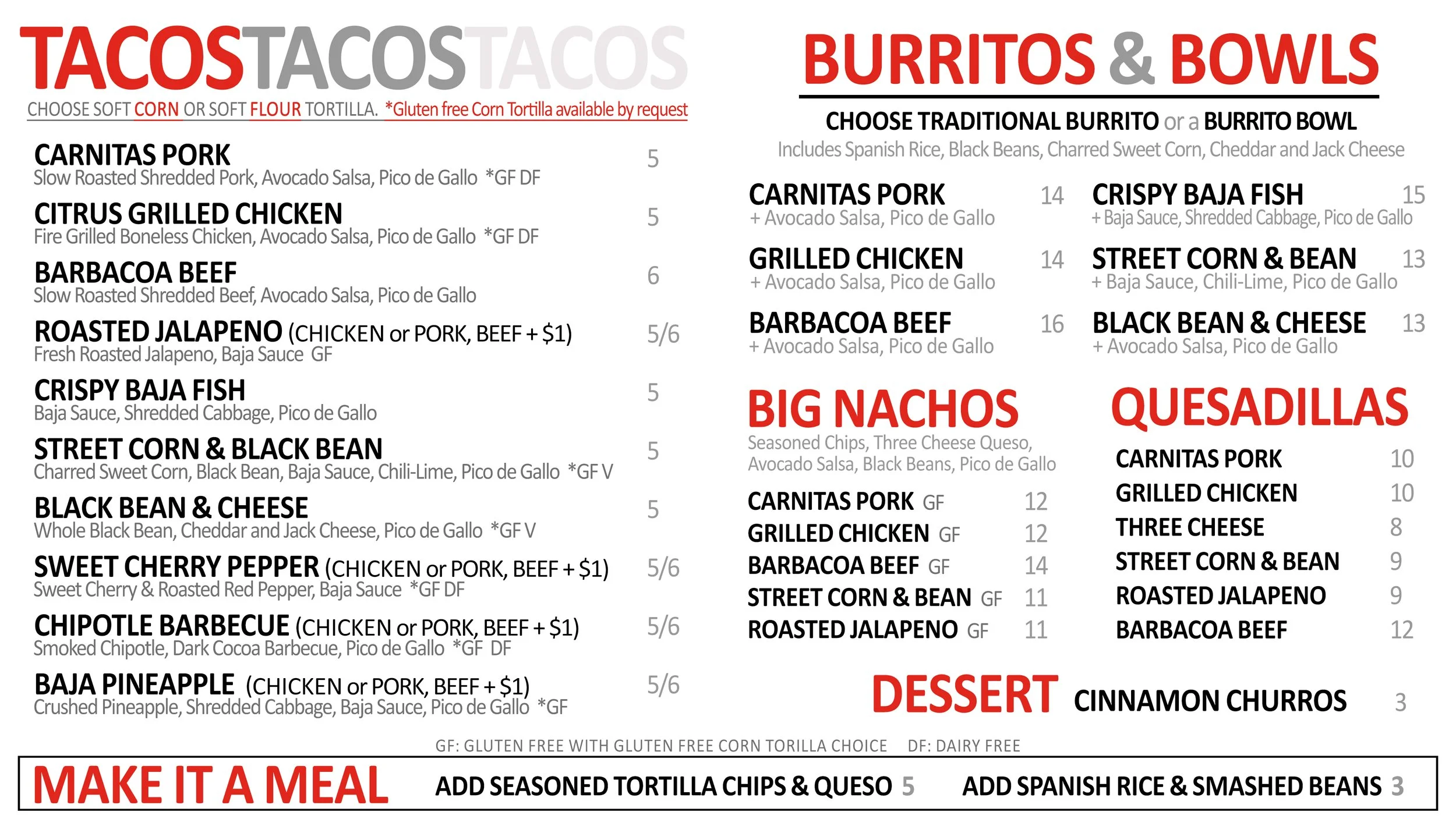MENU — The Taco Shop