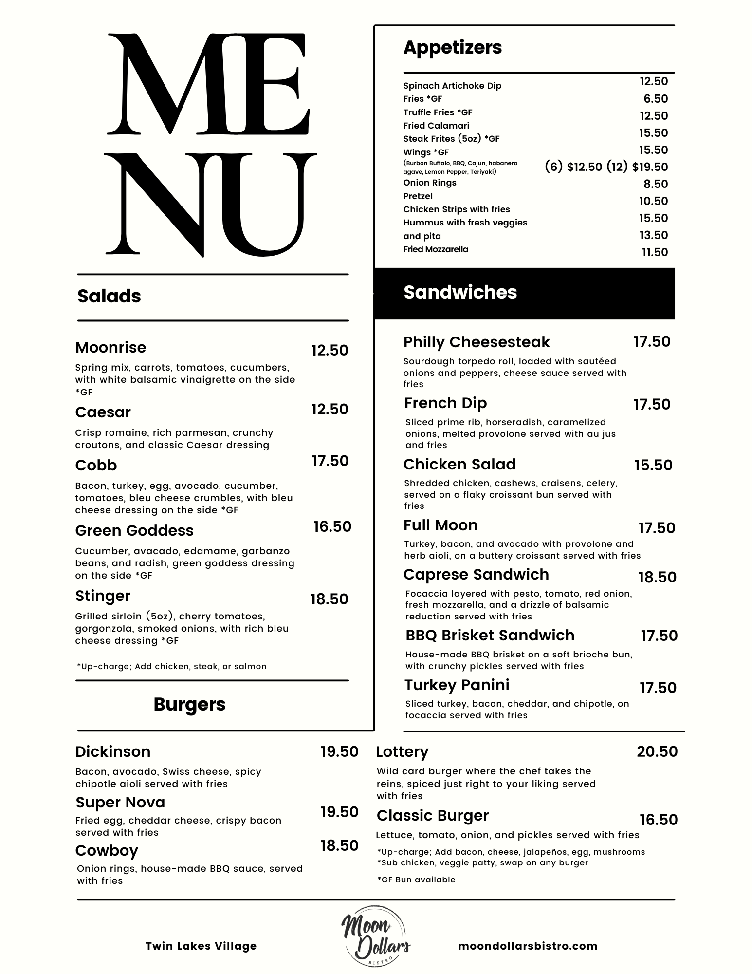 Moon Dollars Bistro | Pizza, Best Burgers, Full-Service Bar, Tapas & More