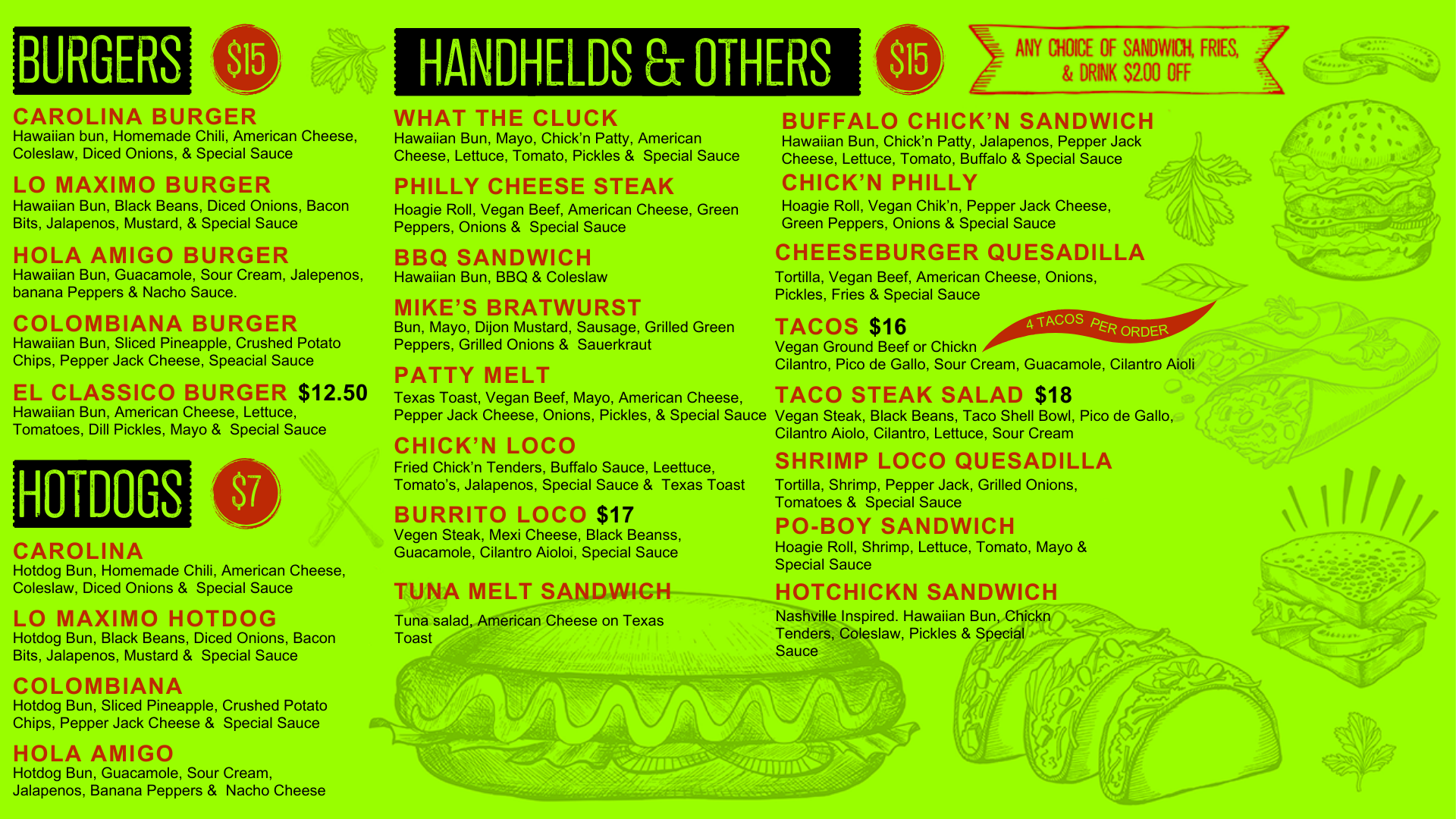 Menu — Mike's Vegan Grill
