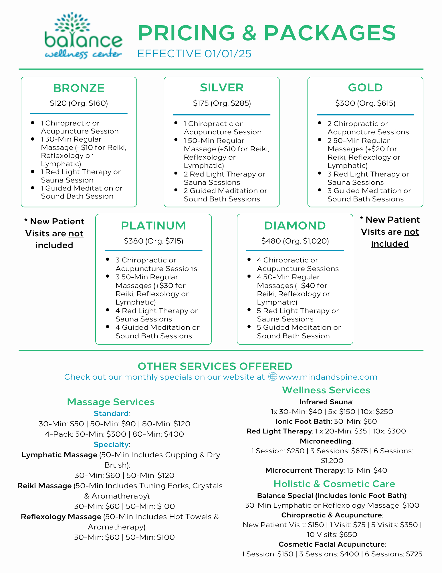 Pricing & Packages — Balance Wellness