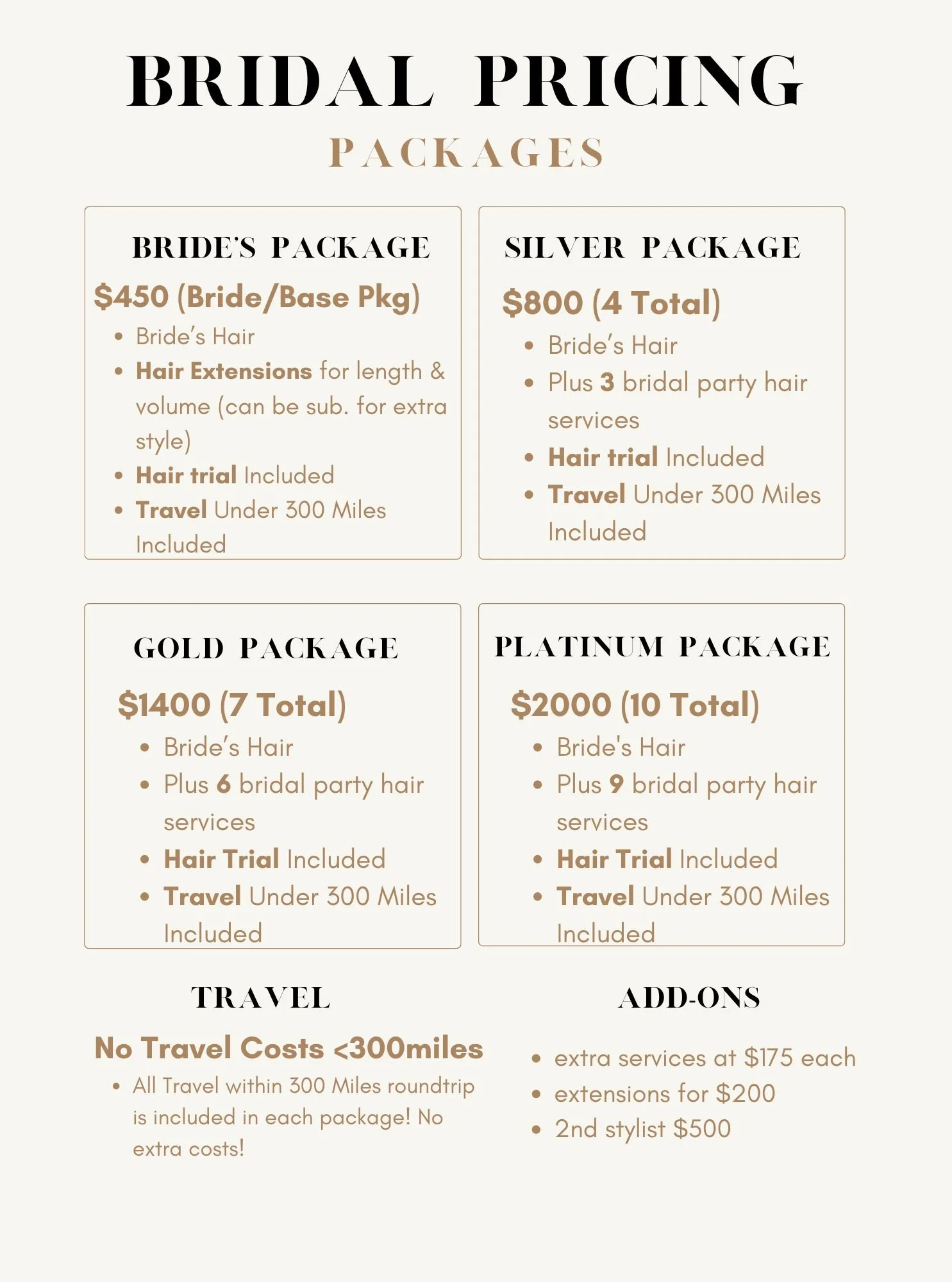 Pricing — Cactus Mane Salon & Bridal