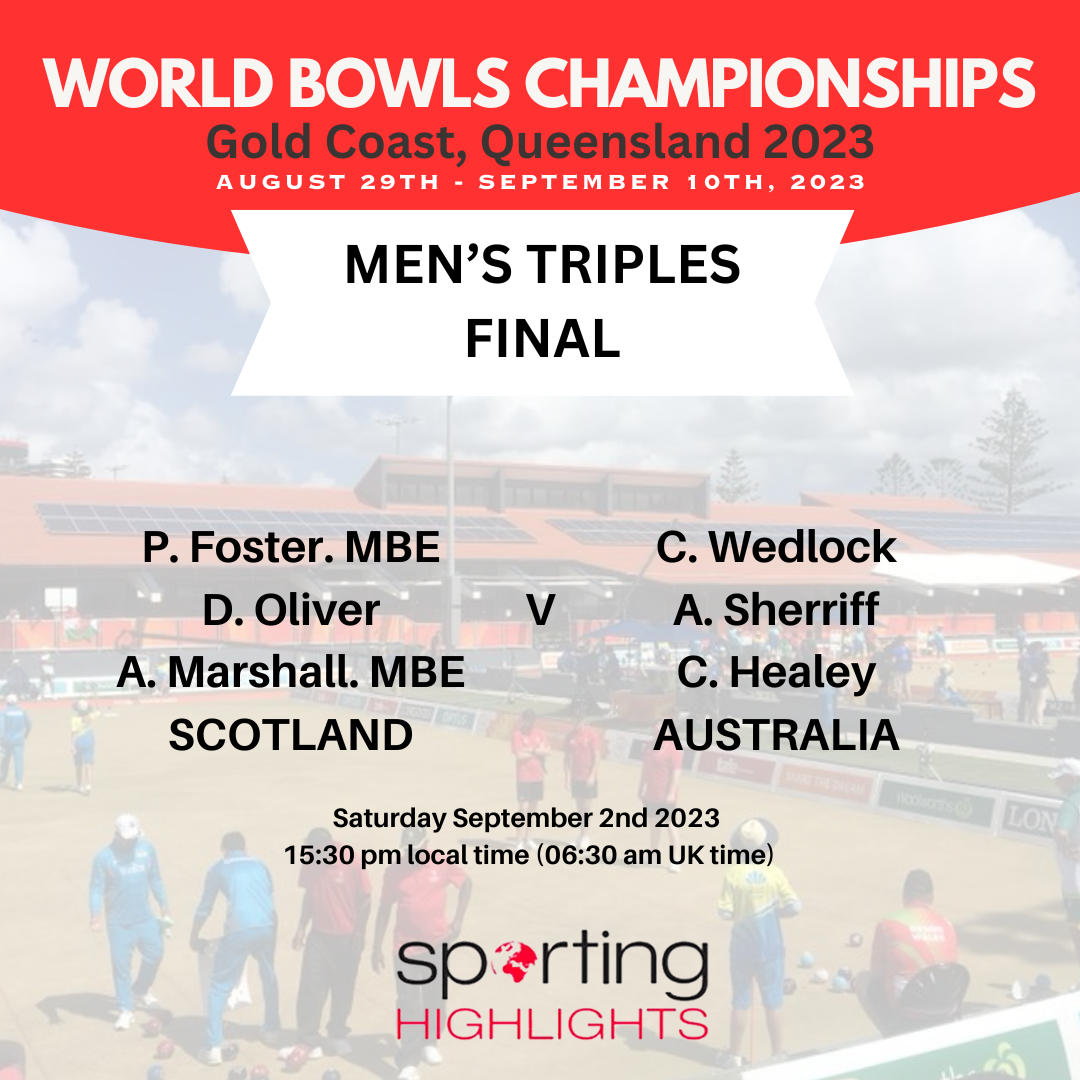 WORLD BOWLS CHAMPIONSHIPS FINAL STAGES - WEEK 1 — Sporting Highlights Sports Tours and Experiences