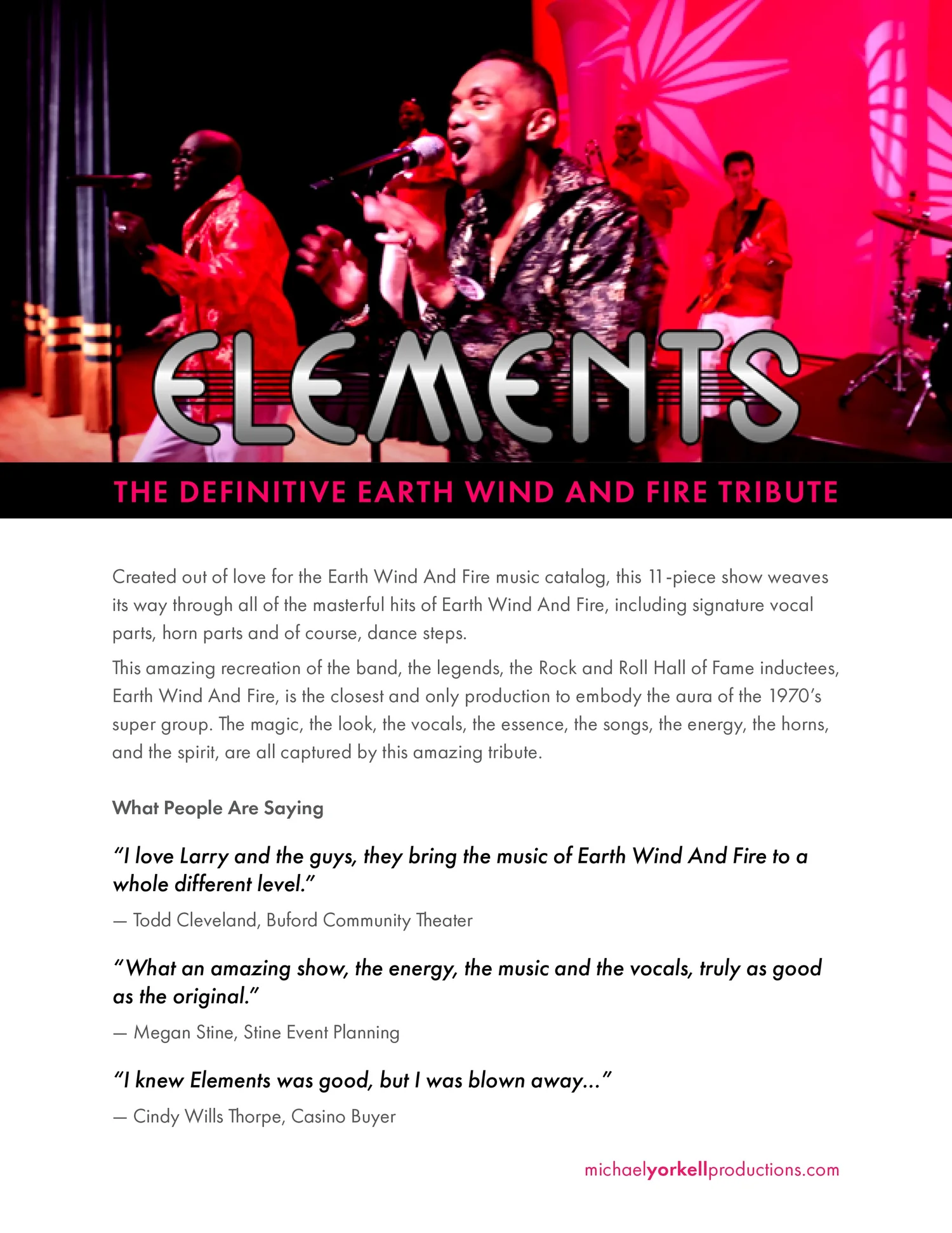 Elements - The Ultimate Earth, Wind & Fire Tribute — Michael Yorkell ...