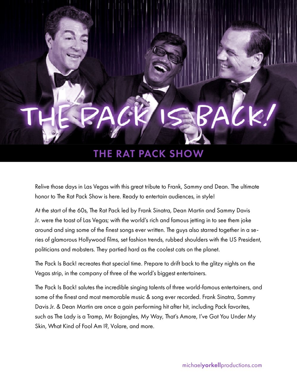 The Pack Is Back! - The Ultimate Tribute To The Rat Pack Show — Michael ...