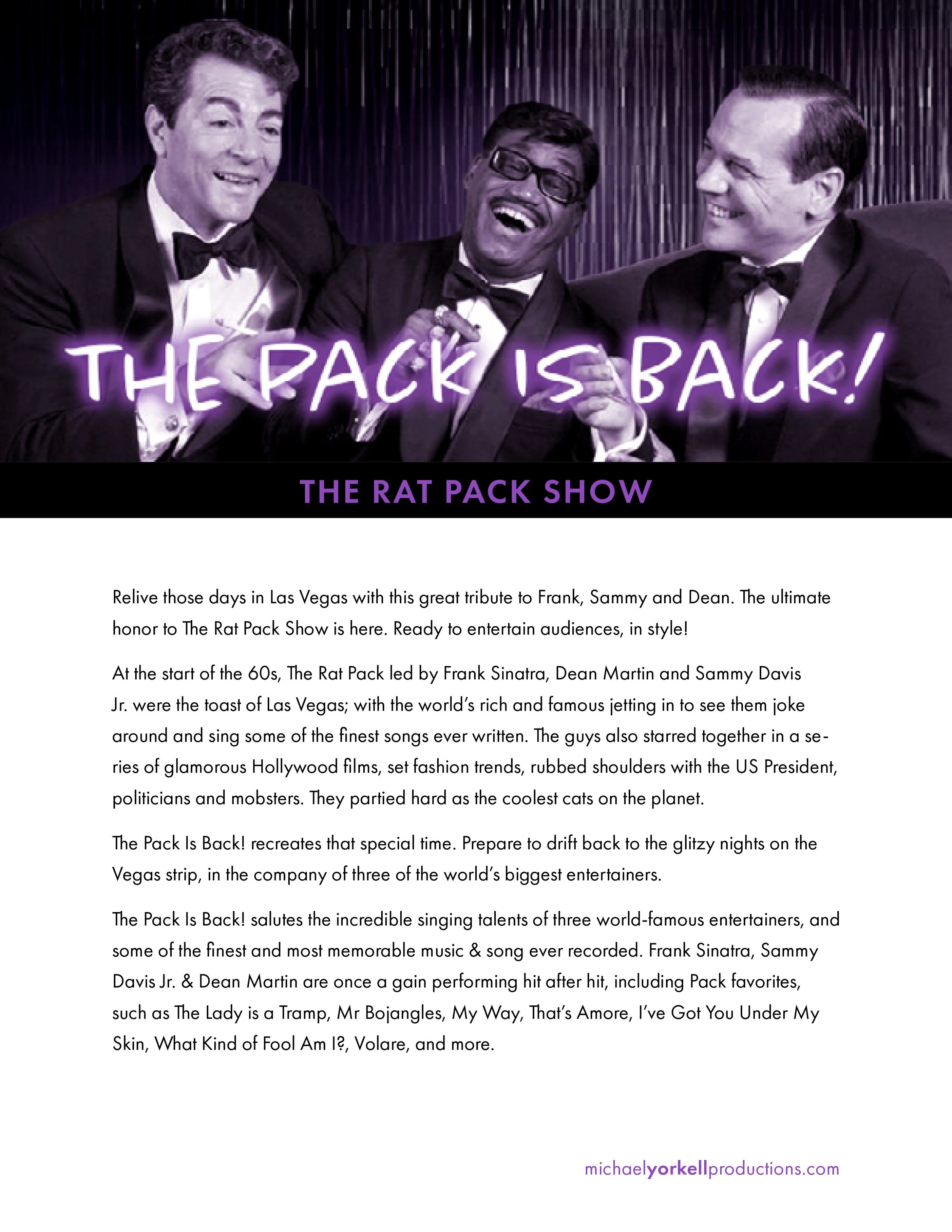 The Pack Is Back! - The Ultimate Tribute To The Rat Pack Show — Michael ...