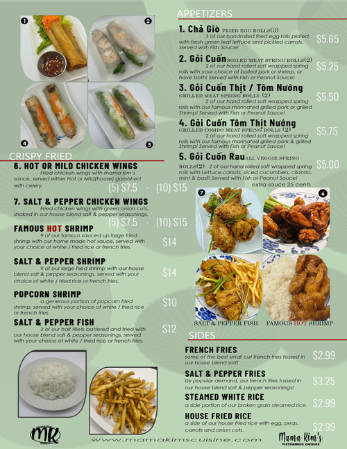 MENU — Mama Kim's Vietnamese Cuisine