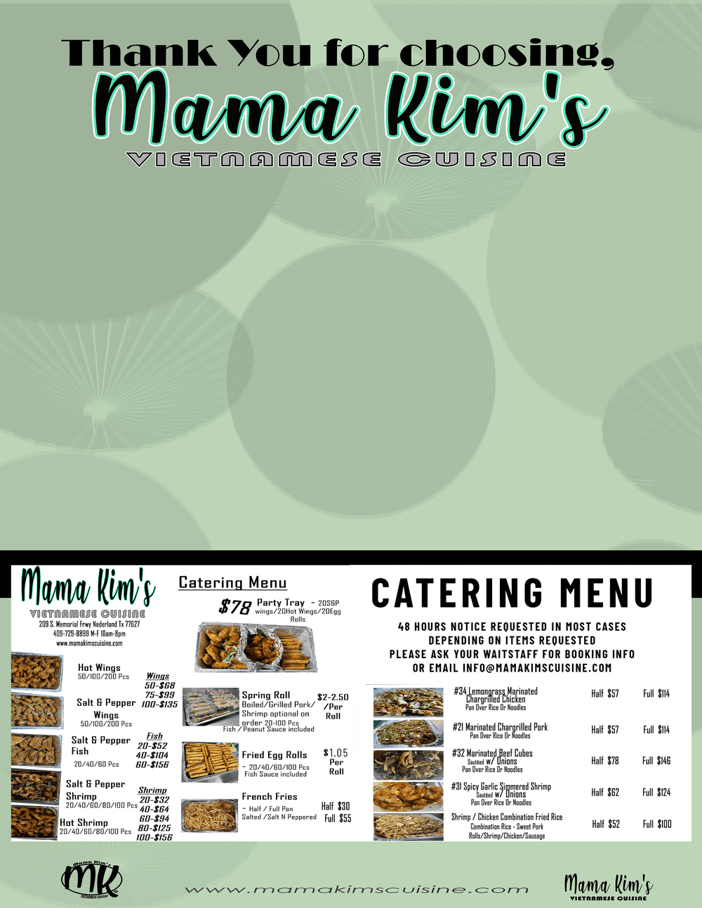 MENU — Mama Kim's Vietnamese Cuisine