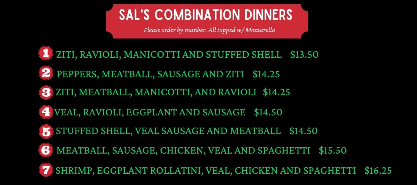 Menu 1 — Sal's Pizzeria & Catering