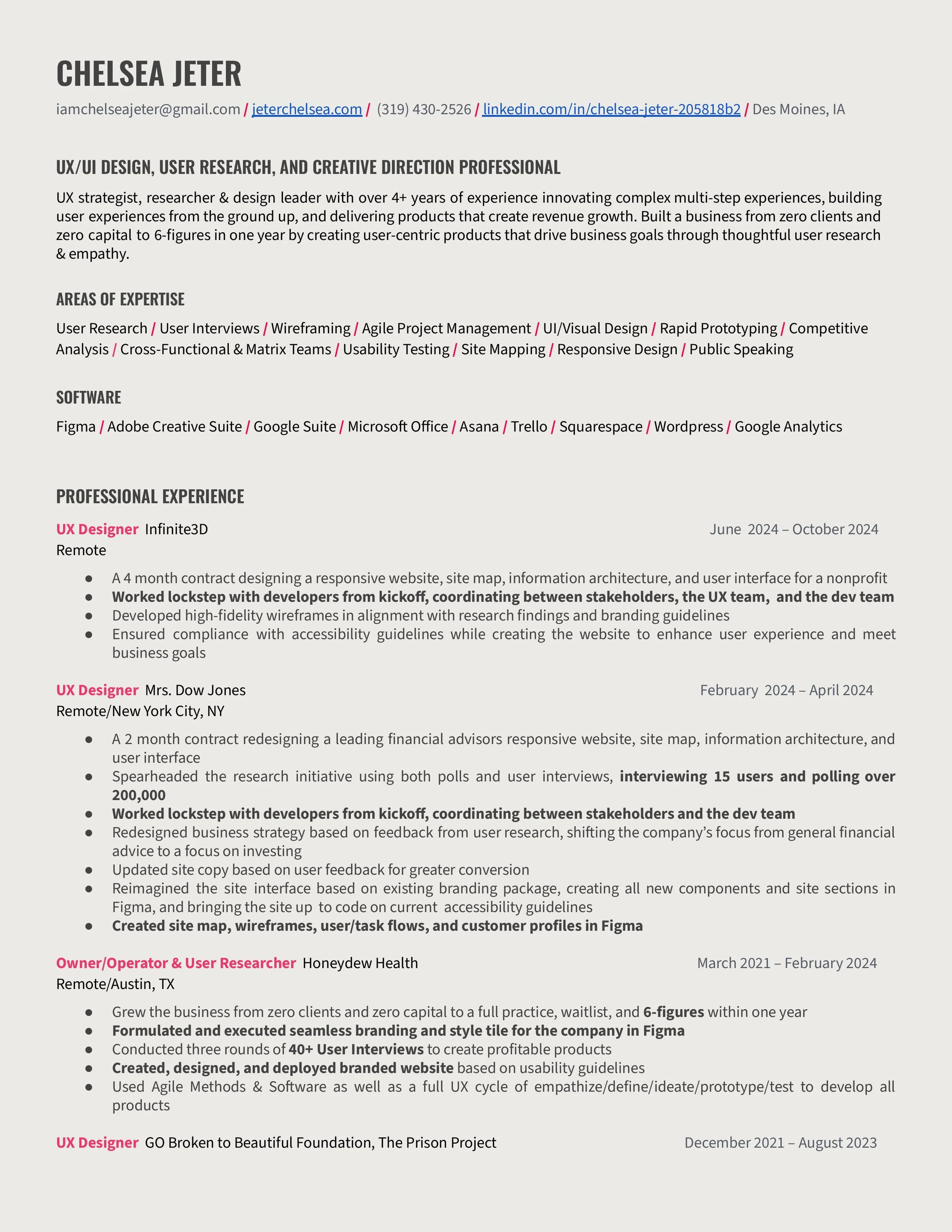 Experience — Chelsea Jeter