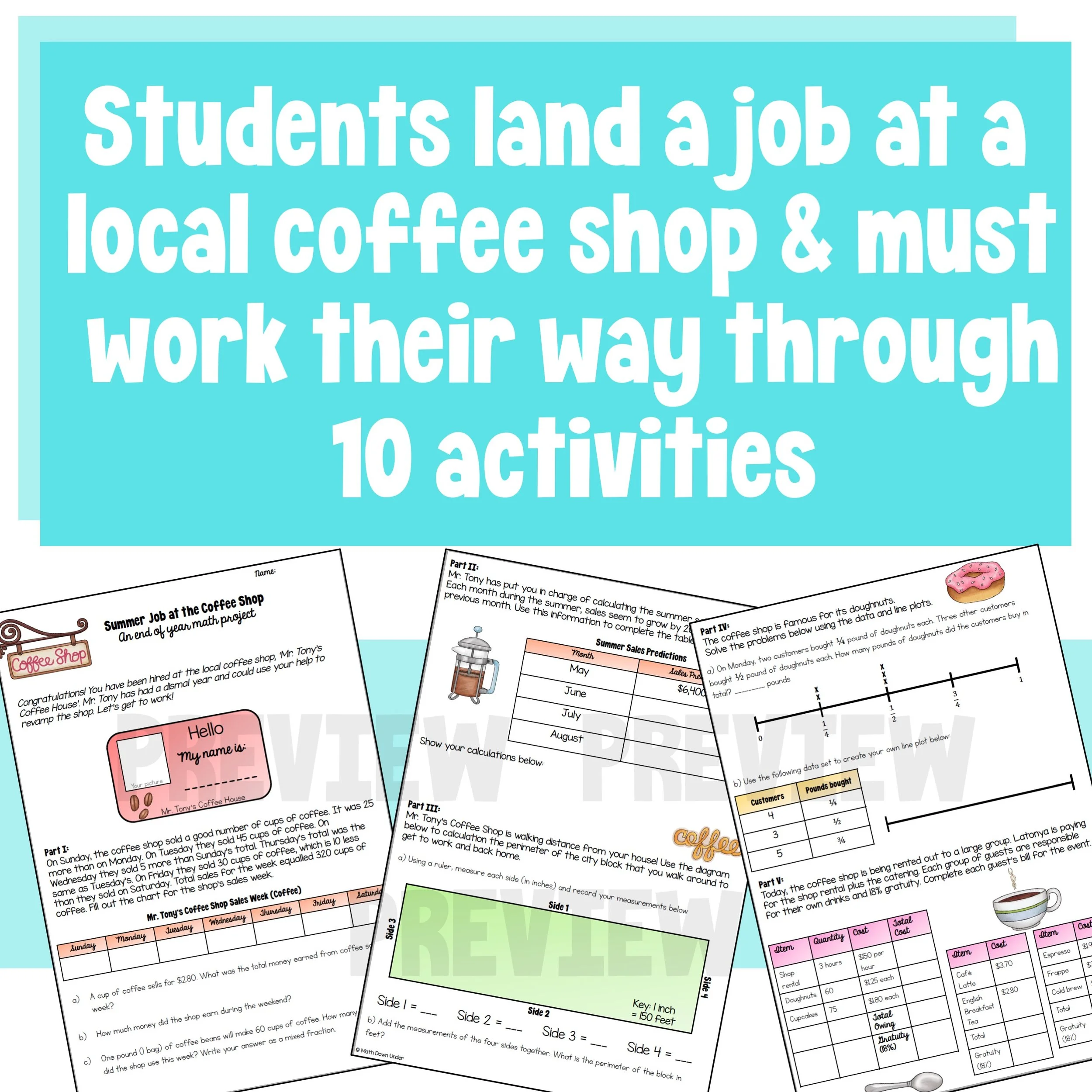 End of Year Math Project for Middle School - 'My Summer Job at the ...