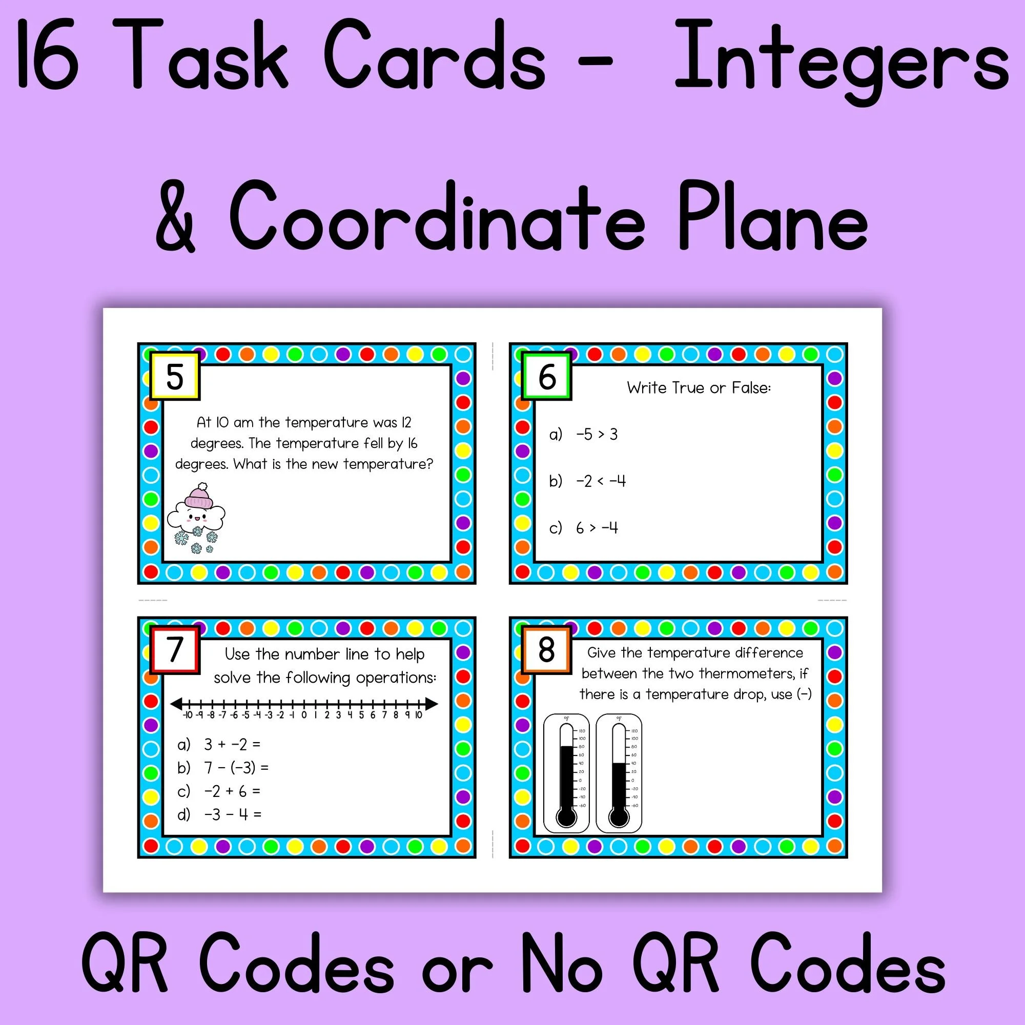 Integers and Coordinate Plane Task Cards - 6th Grade — Math Down Under