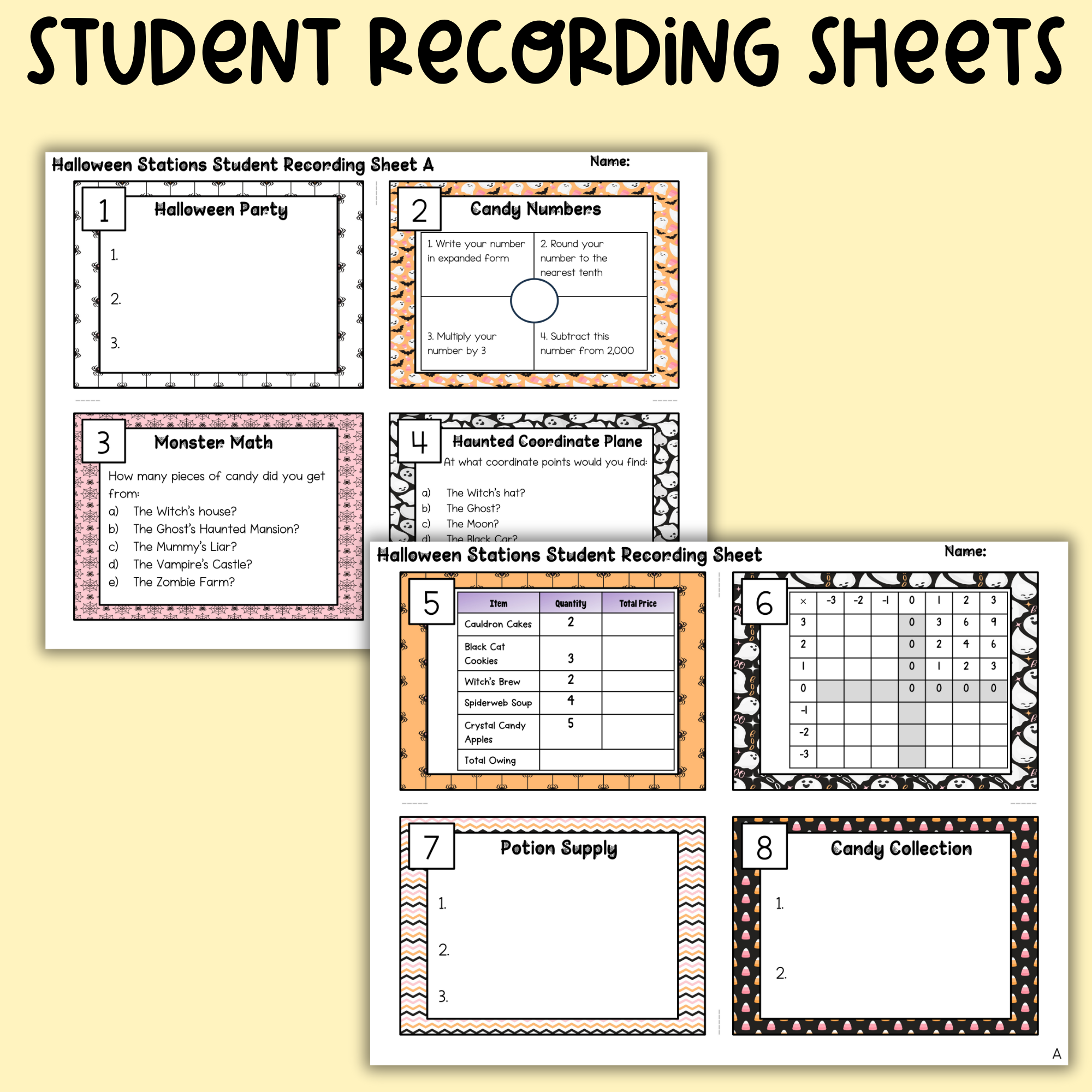 Halloween Math Stations or Math Centers | 5th-8th Grade (2 levels ...