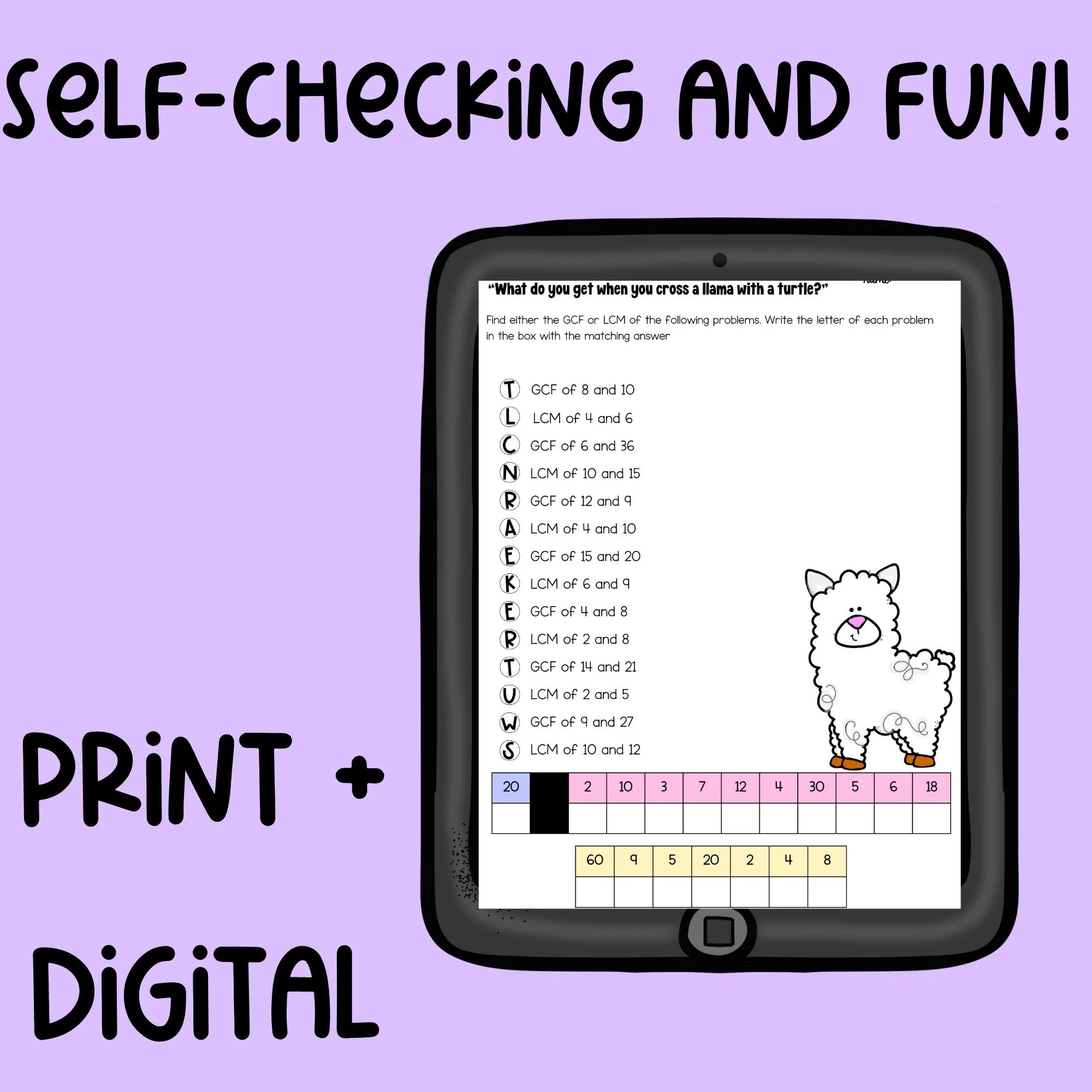 GCF and LCM Puzzle Riddle Activity - Print & Digital — Math Down Under