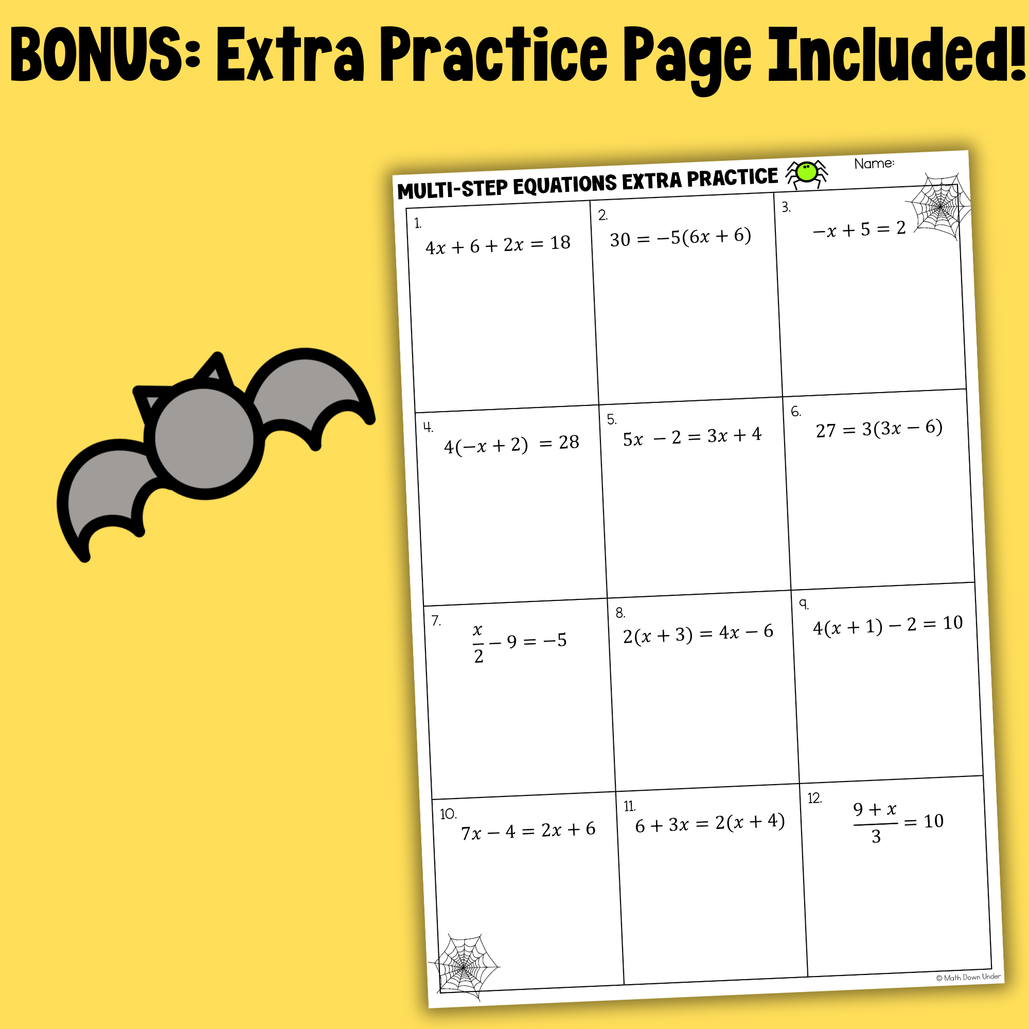 Solving Multi-Step Equations 'Build a Haunted House' Halloween Math ...