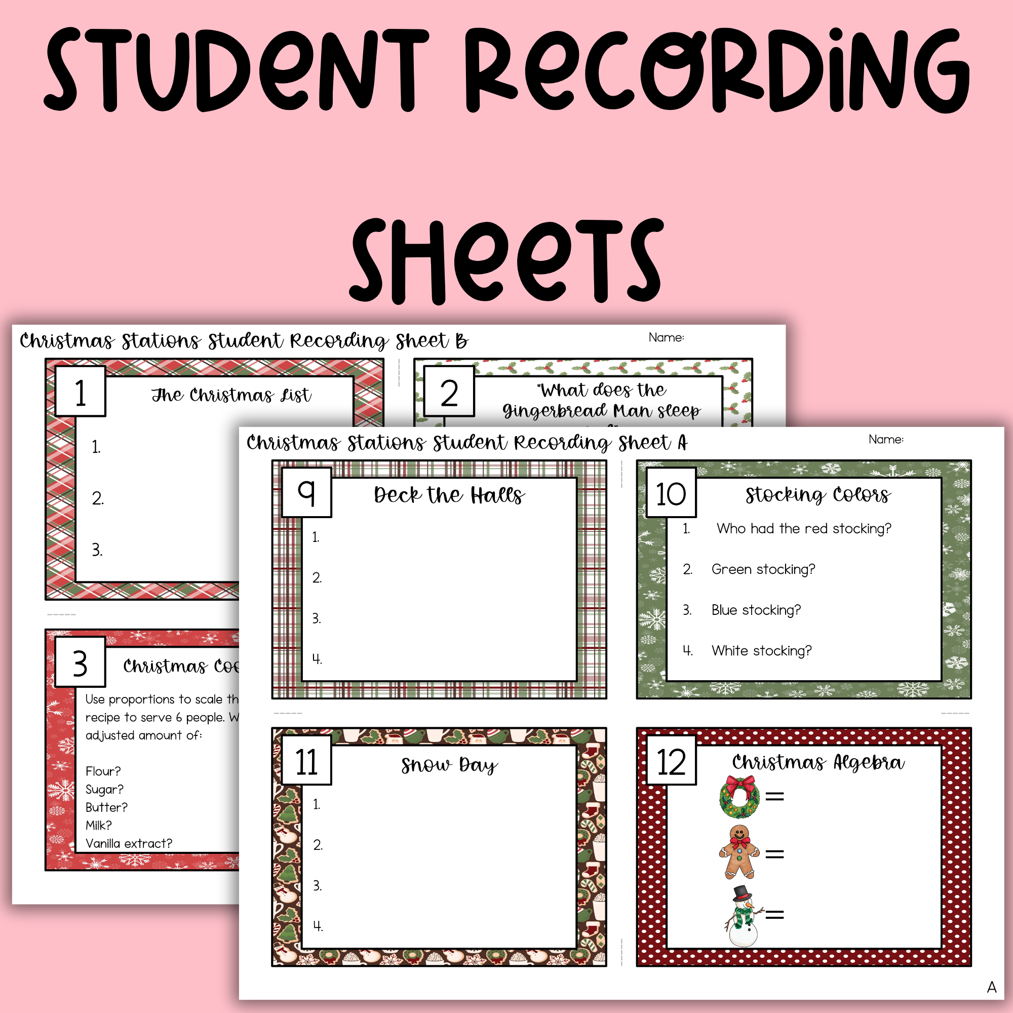 Christmas Math Stations or Math Centers | 5th-8th Grade (2 levels ...