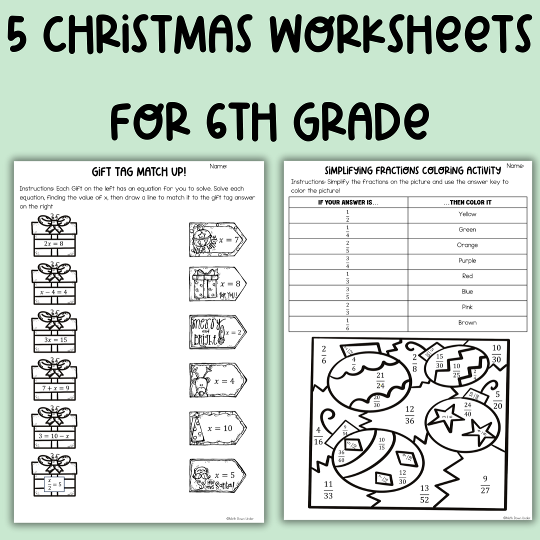 6th Grade Math Christmas Worksheets | Holiday Math Activities — Math ...