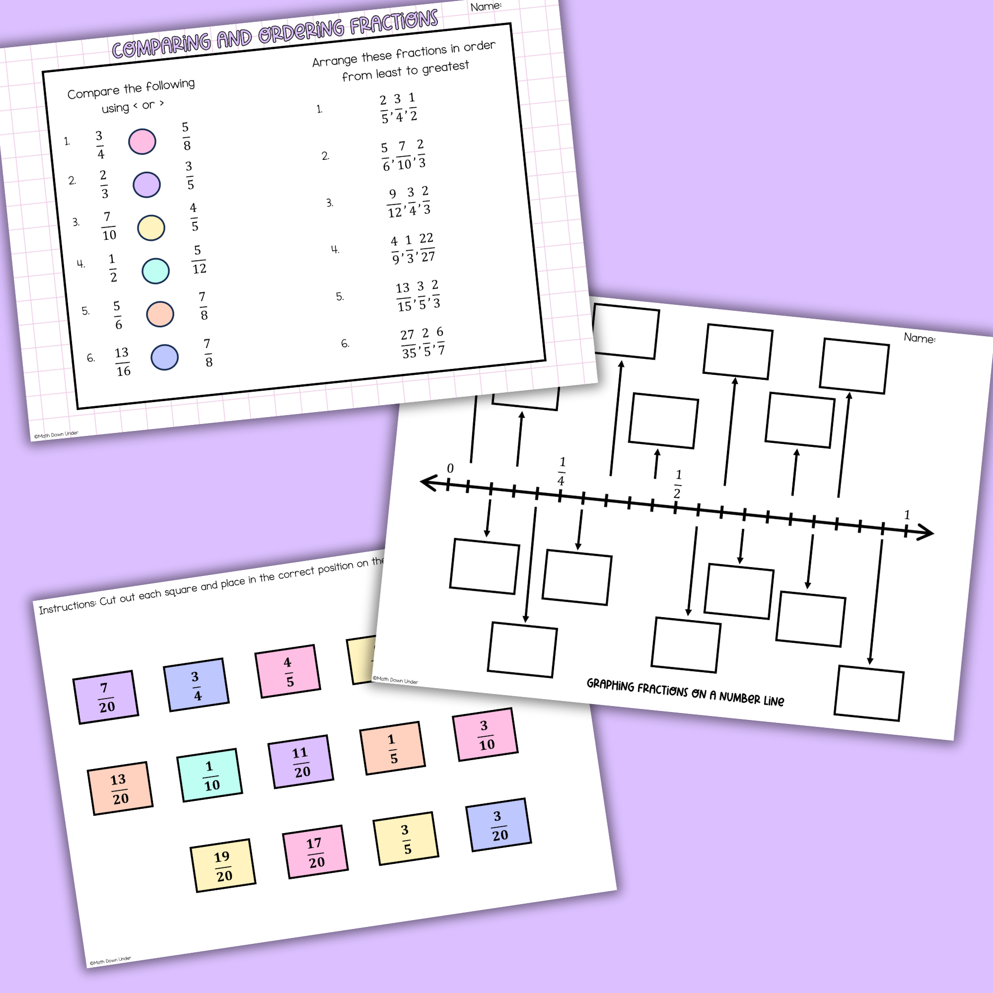 Comparing and Ordering Fractions - Cut & Paste Activity + Practice ...