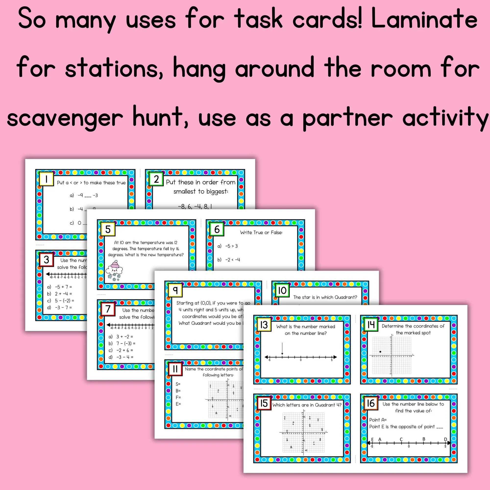 Integers and Coordinate Plane Task Cards - 6th Grade — Math Down Under