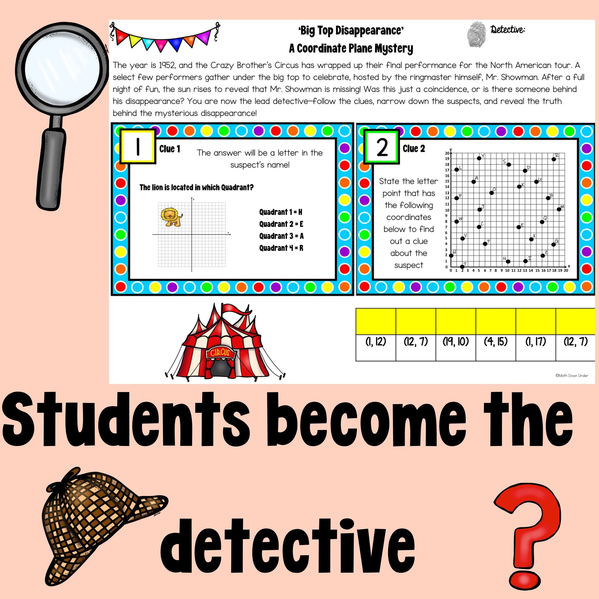 Coordinate Plane (Identifying & Graphing Points) - Detective Mystery ...