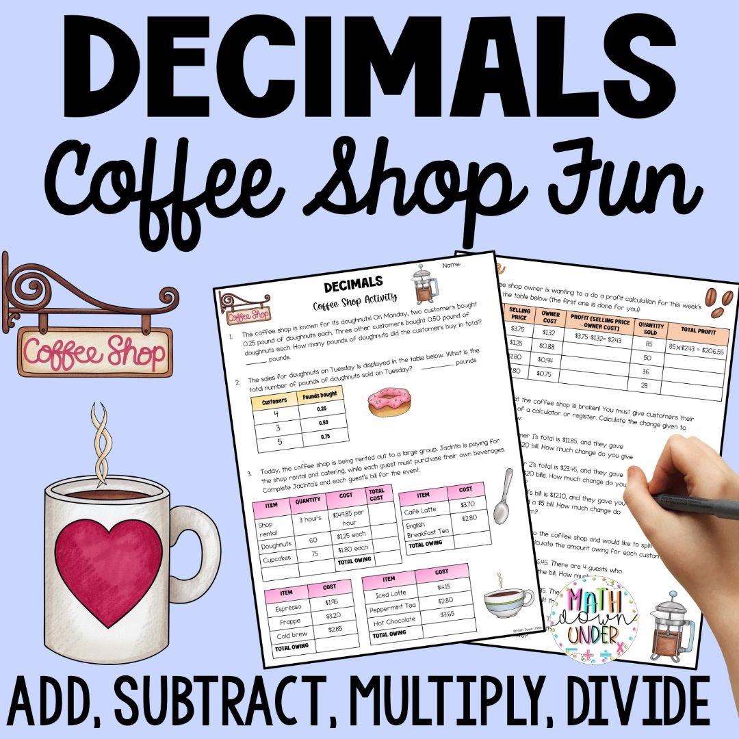 Decimal Operations - 'Coffee Shop Fun' Activity | 6.NS.B3 — Math Down Under