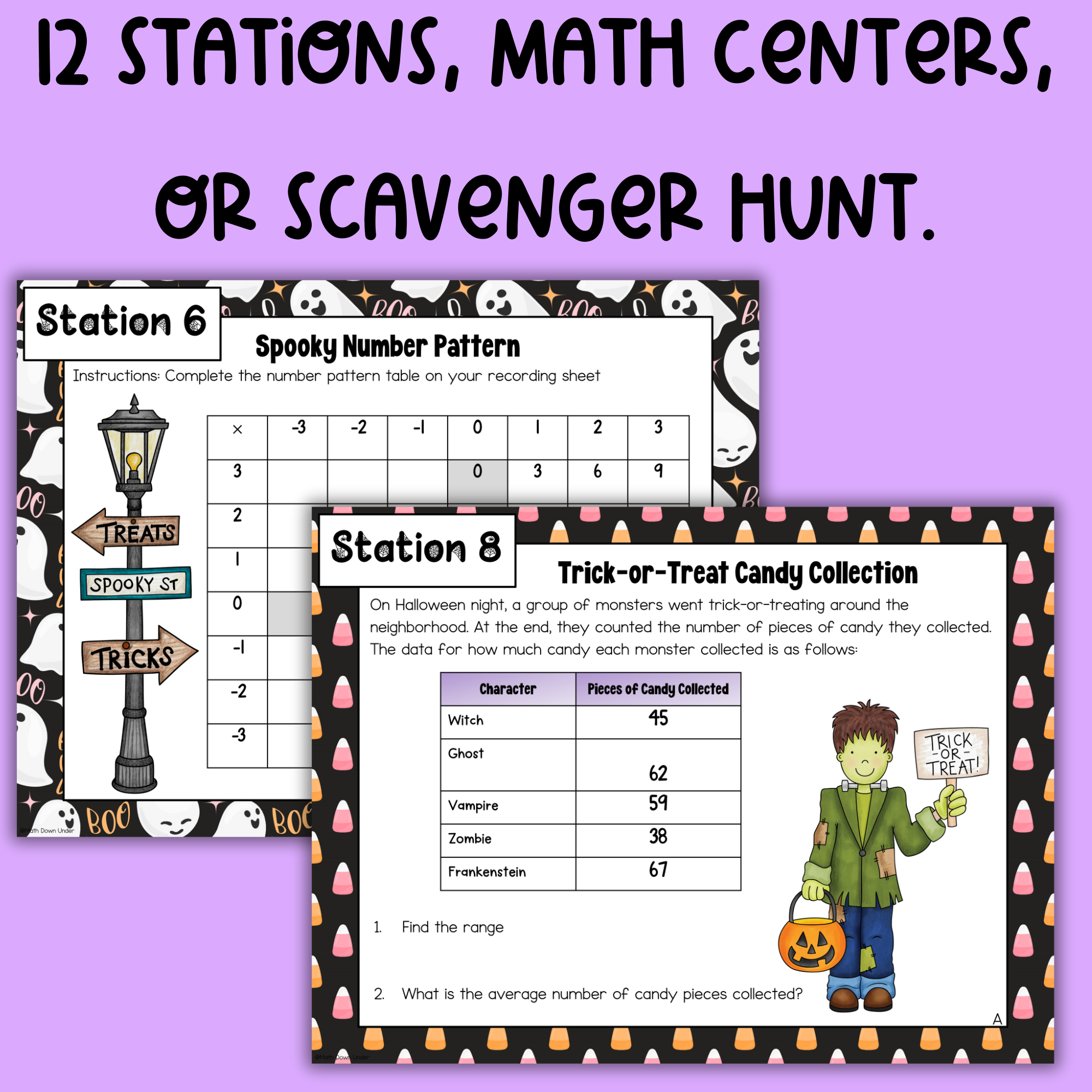 Halloween Math Stations or Math Centers | 5th-8th Grade (2 levels ...