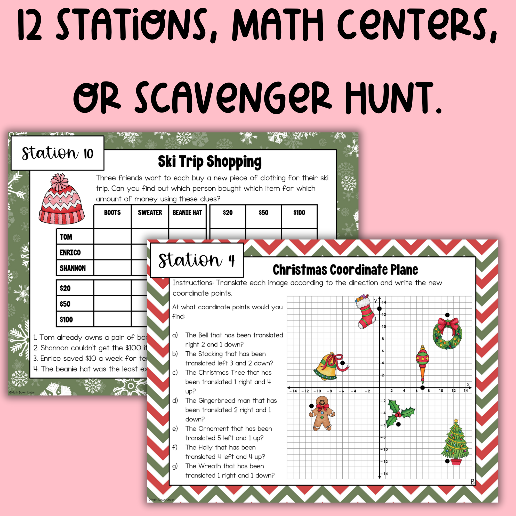 Christmas Math Stations or Math Centers | 5th-8th Grade (2 levels ...