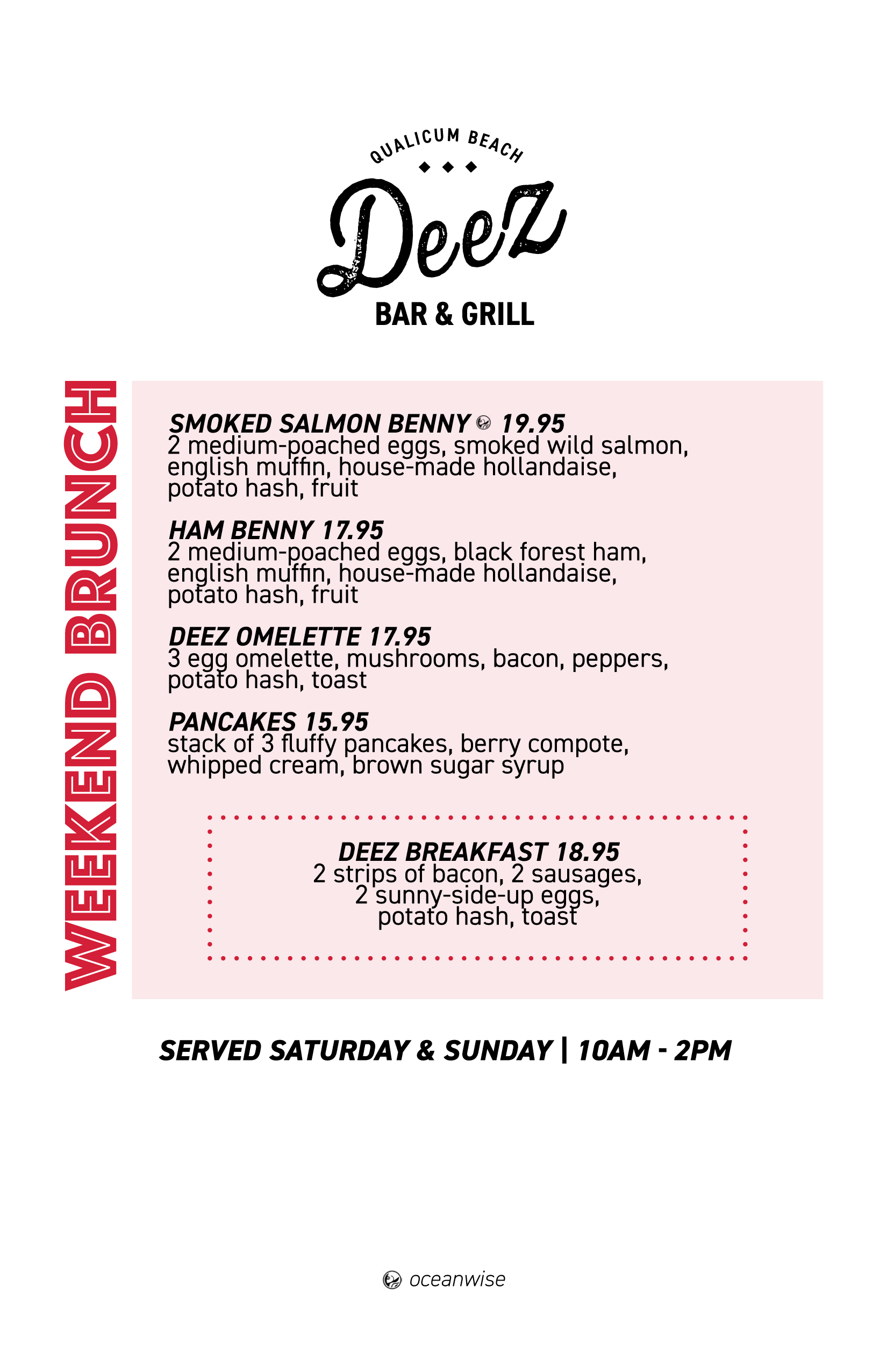 Weekend Brunch Menu — Deez Bar & Grill