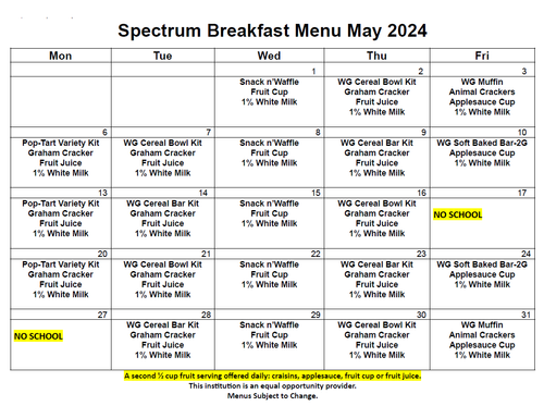 Lunch Program & Menus — Spectrum