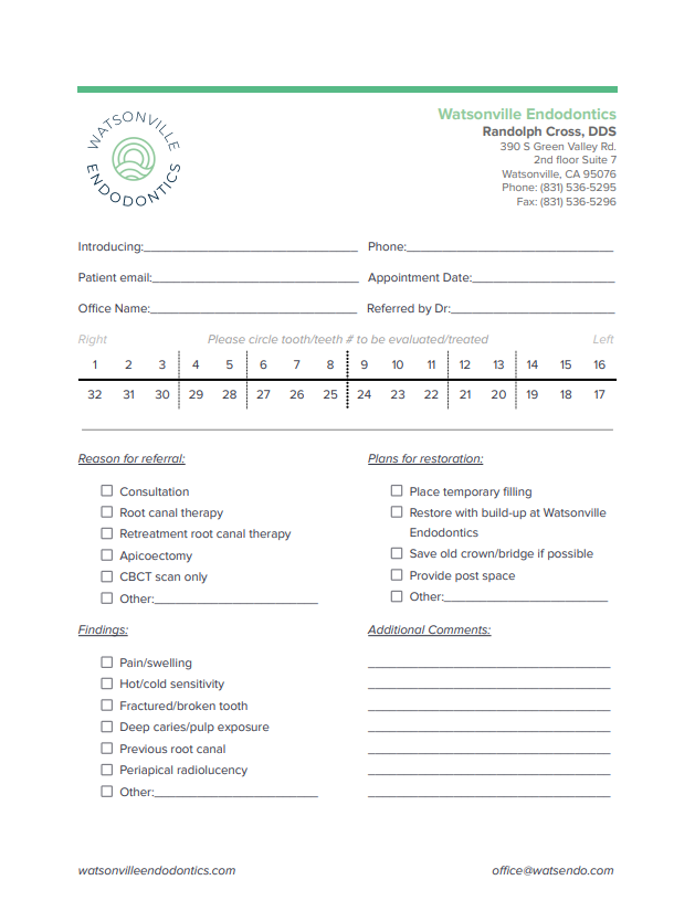 Referring Doctors — Watsonville Endodontics