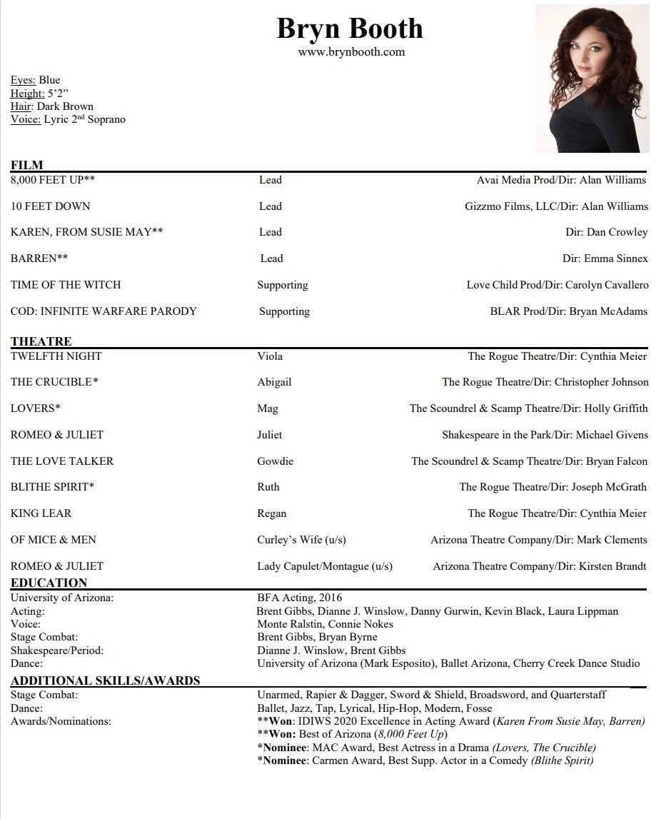 Bryn Booth Official Actor Website