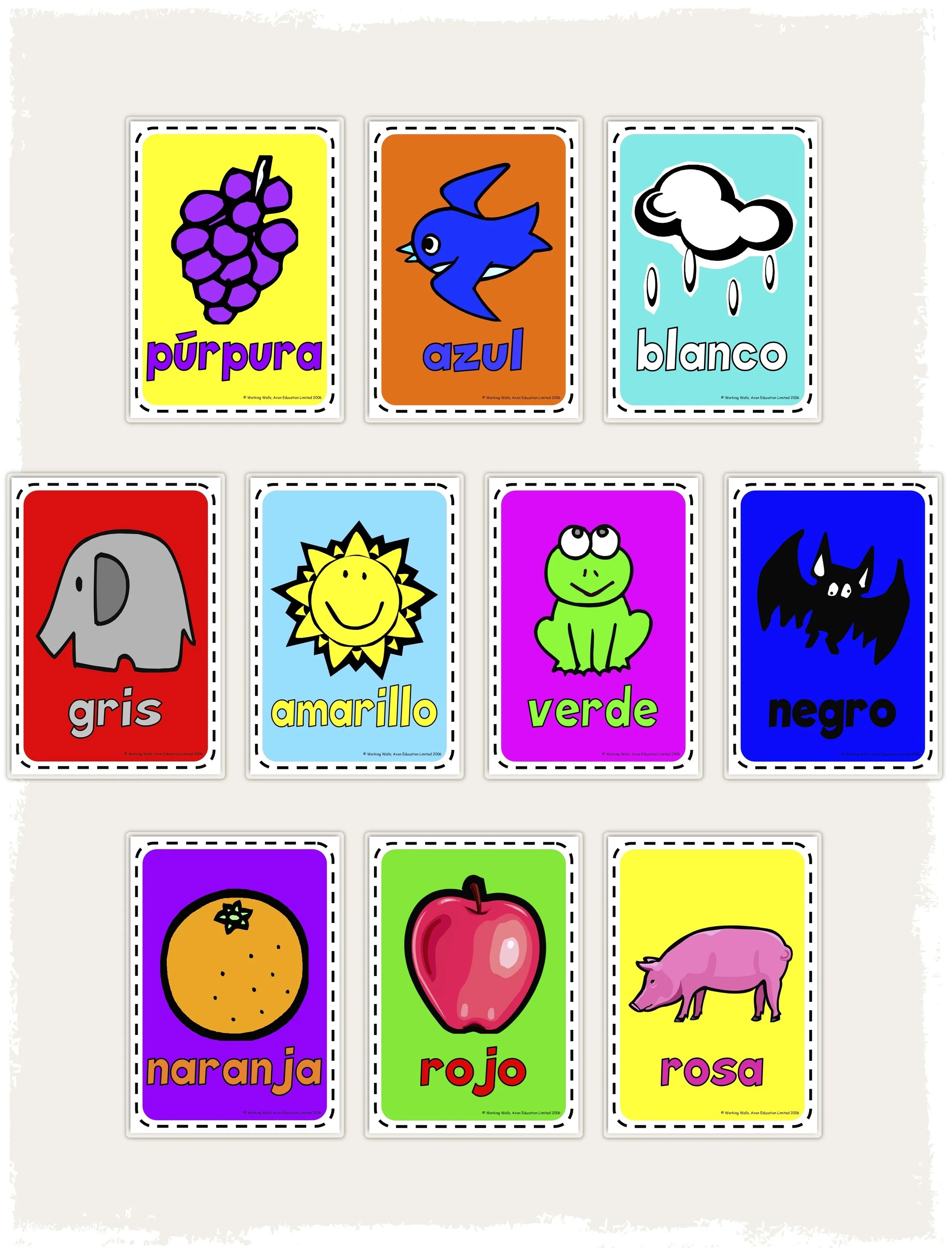 Spanish Colours Flashcards — working walls