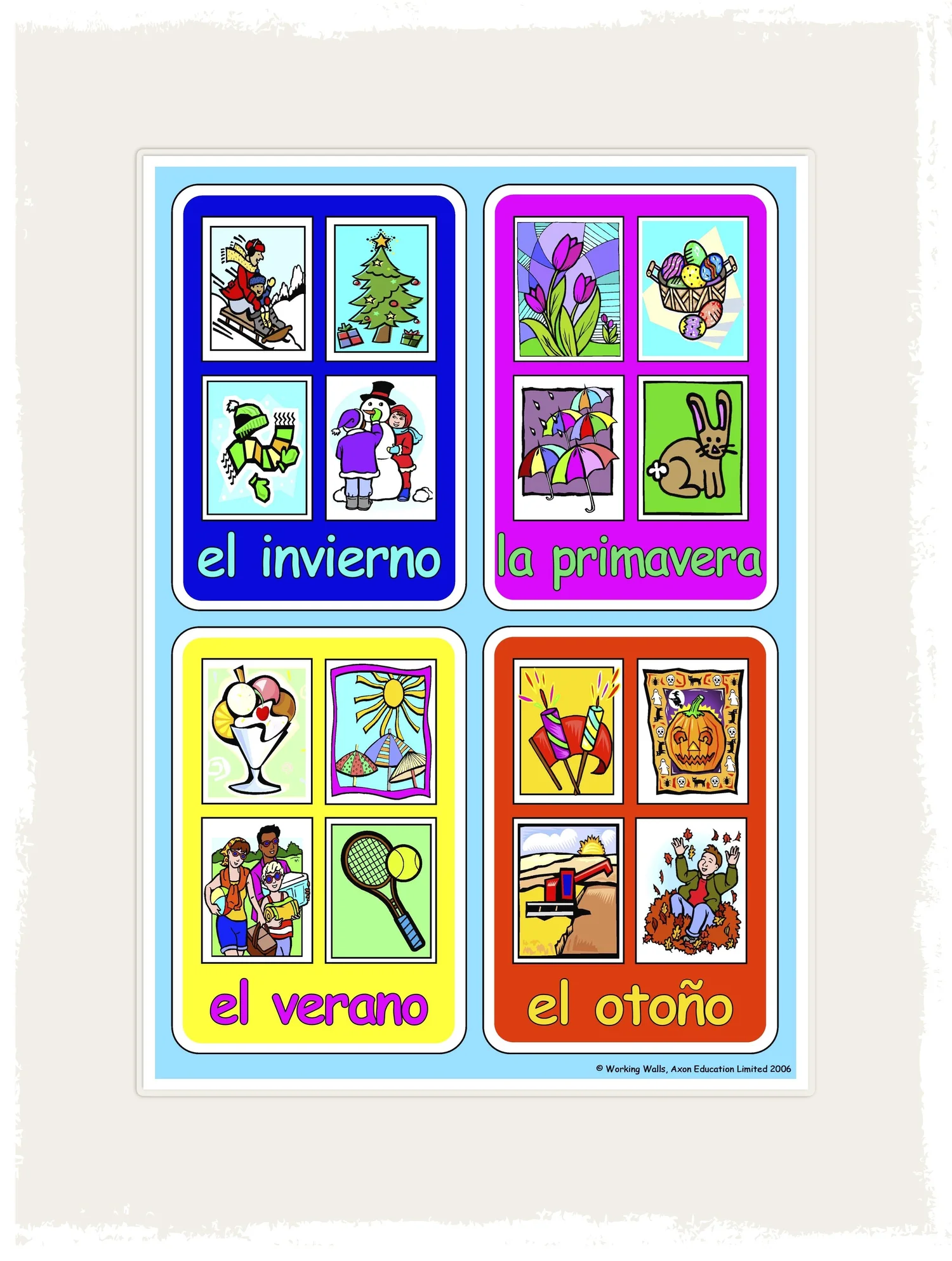 Spanish Seasons Flashcards — working walls