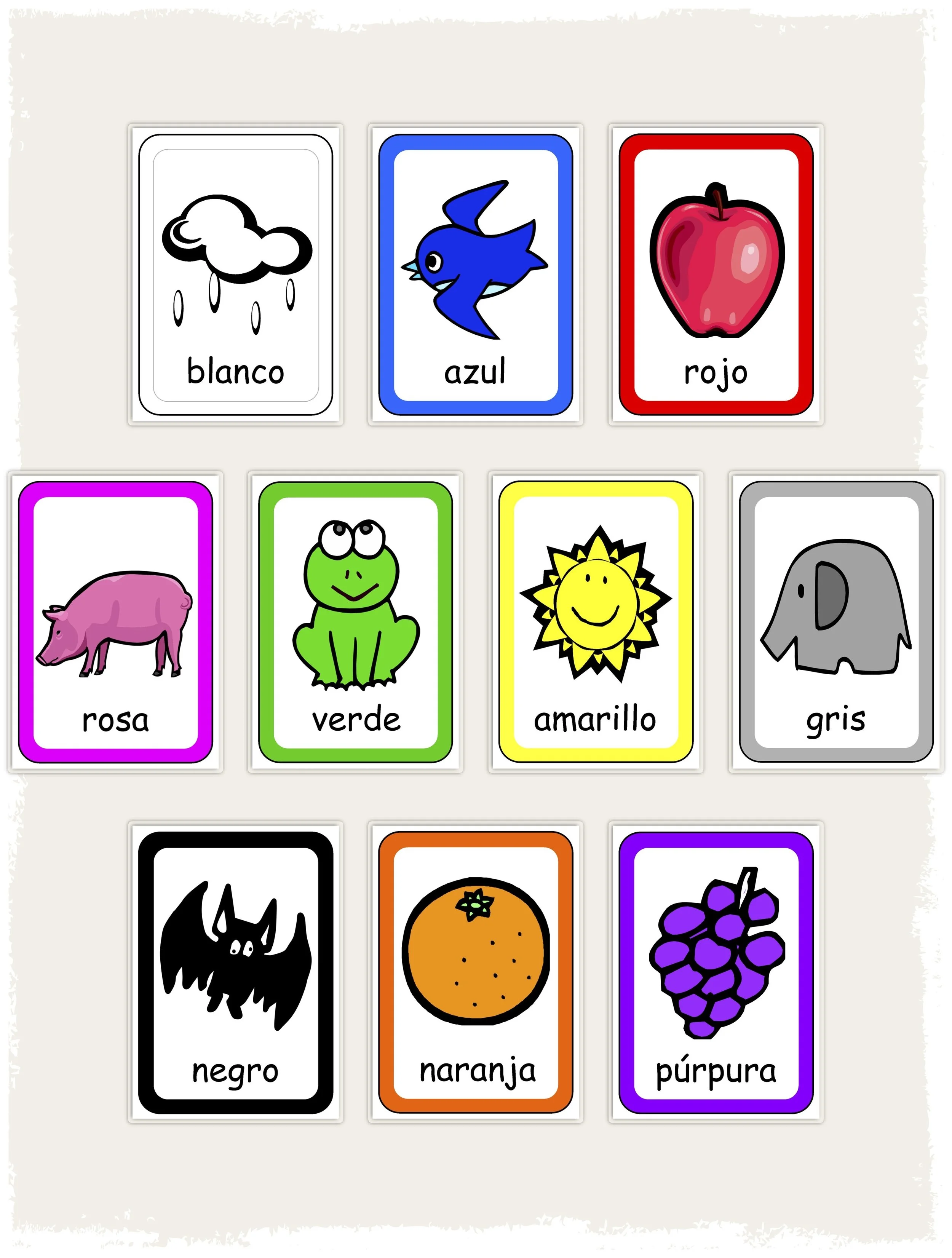 Spanish Colours Flashcards — working walls